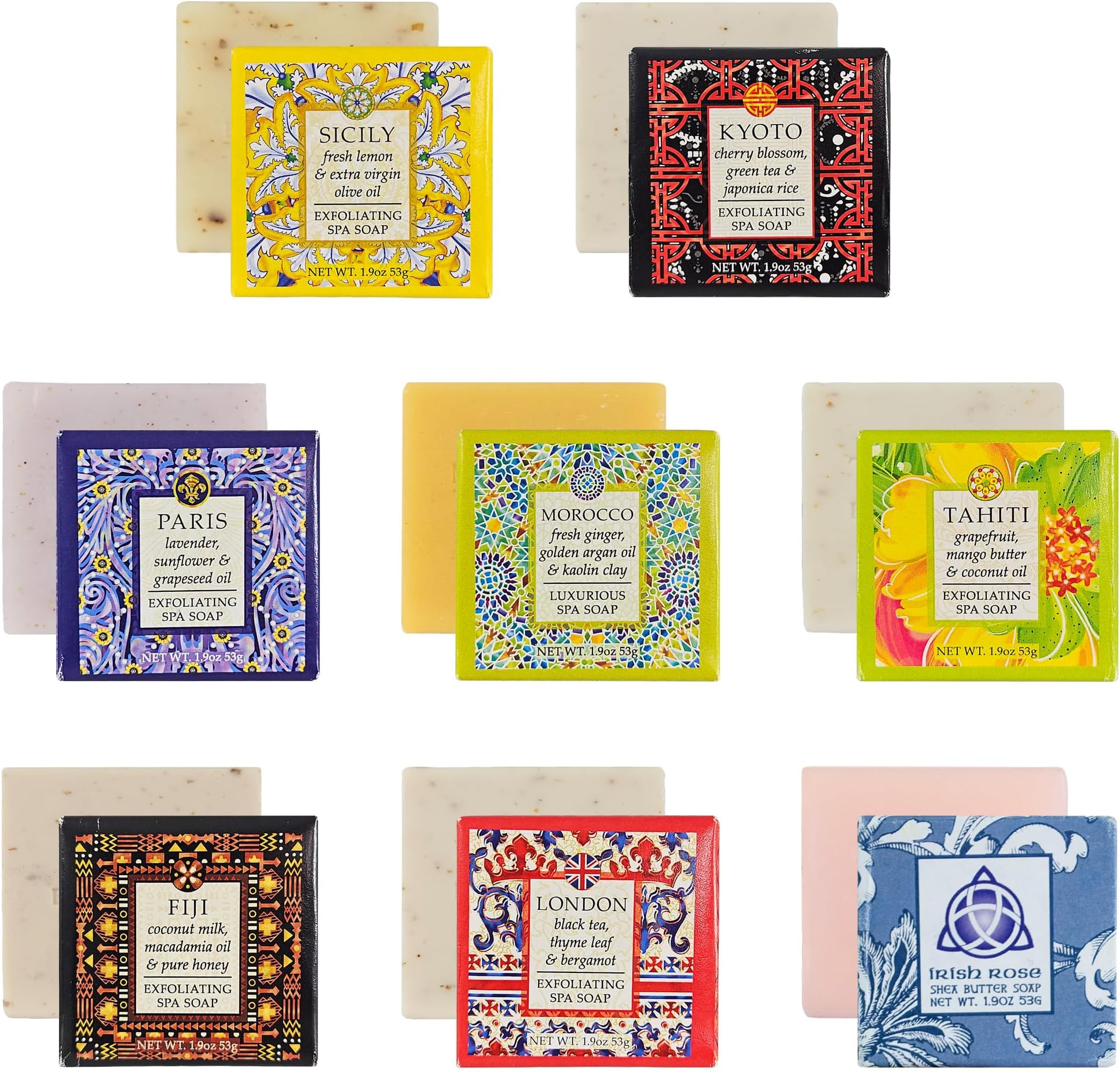 Amazon.com : Destination Soap Sampler- Set of 8 Exfoliating Spa Soap ...