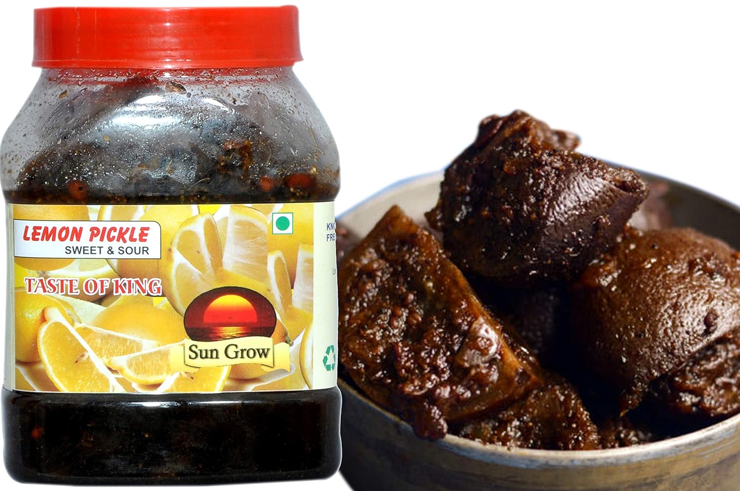 Sun Grow Organic Homemade Gujarati Sweet & Sour Lemon Pickle Achaar ...