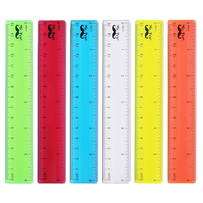 Buy Mr. Pen- Rulers, 6 inch Rulers, 6 Pack, Assorted Colors. Clear ...