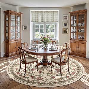 Amazon.com: jinchan Floral Round Rug 8ft Area Rug Washable Vintage ...