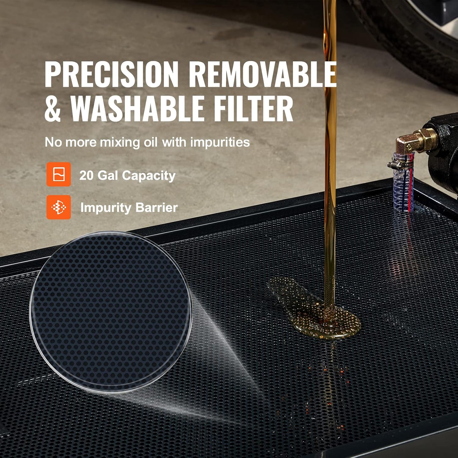 VEVOR Bandeja de drenaje de aceite de perfil bajo, bandeja de drenaje de aceite de 20 galones ...