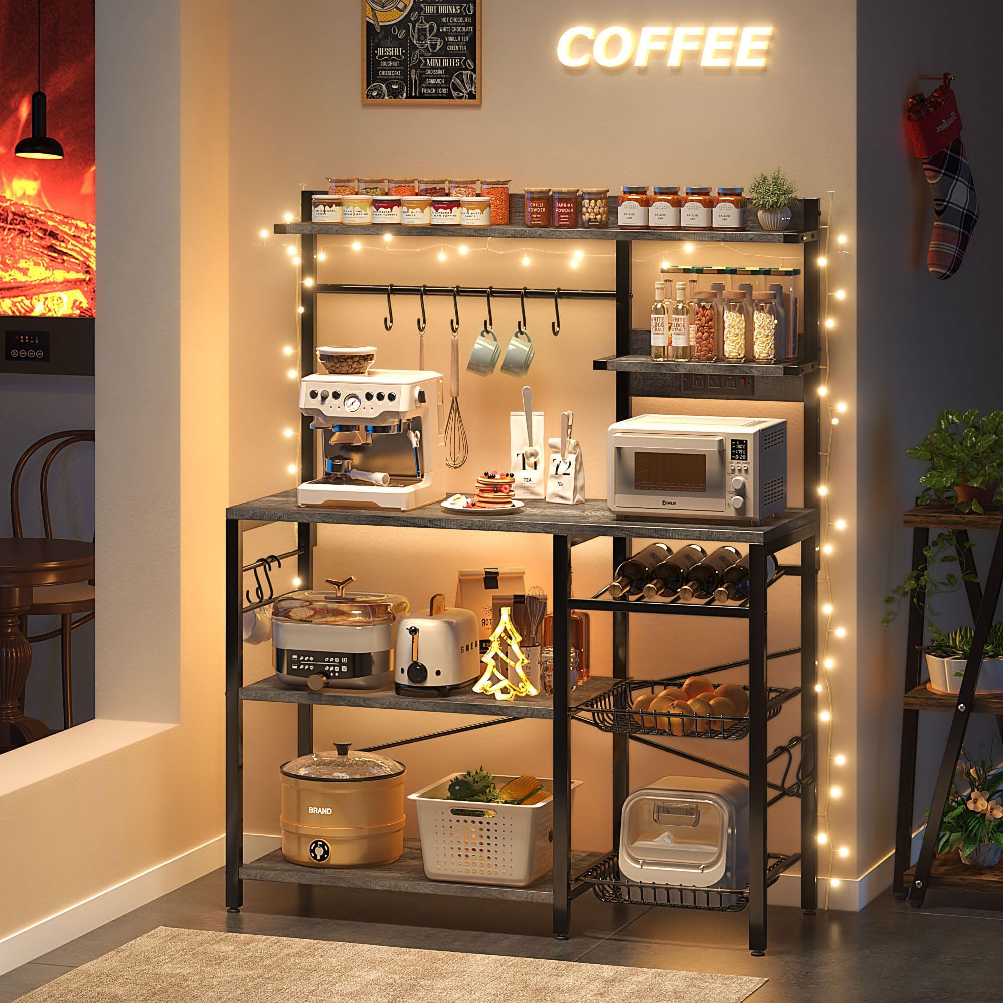 Amazon.com - Rengue Bakers Rack with 3 Power Outlets, 4-Tier Kitchen ...