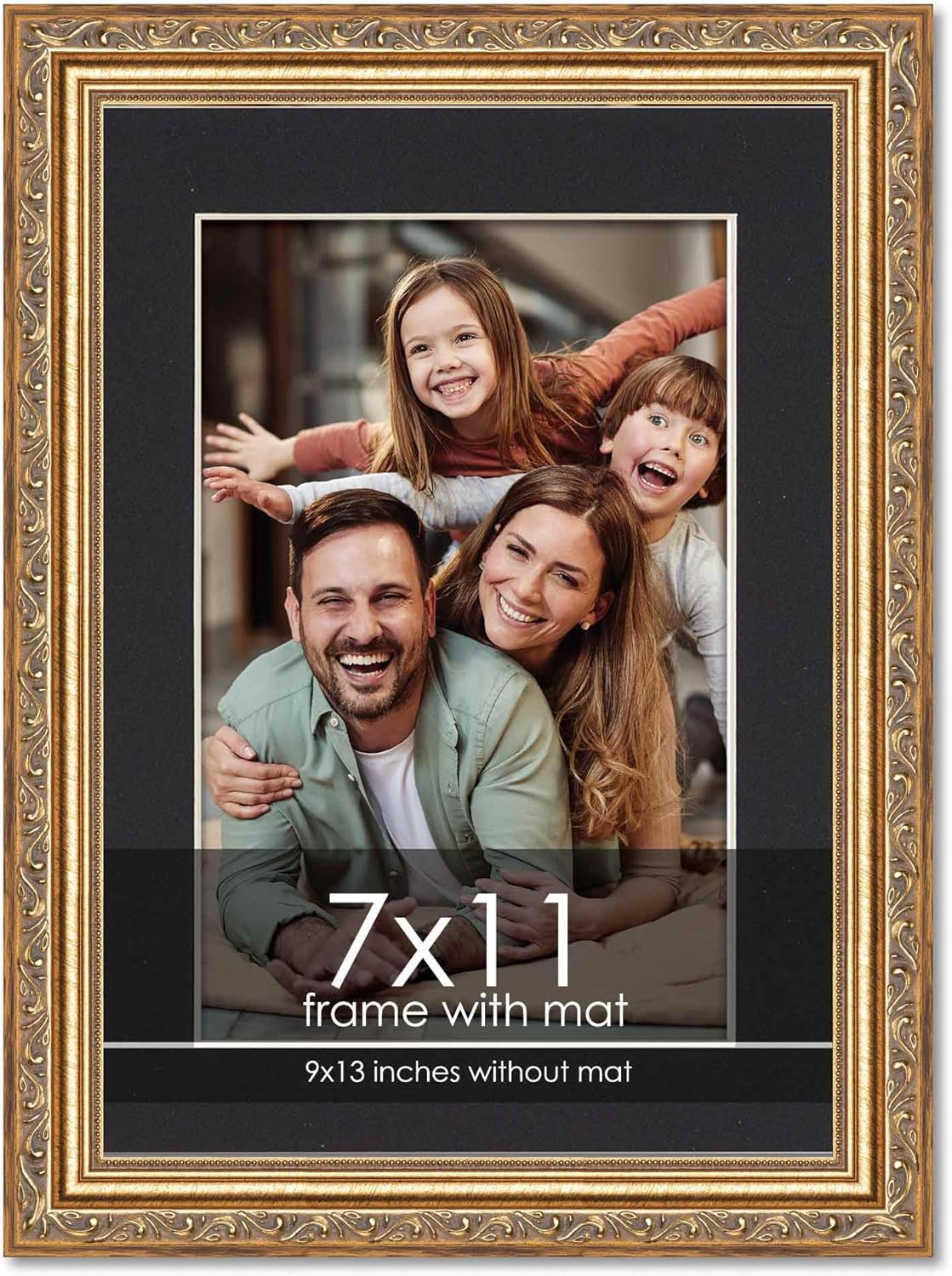 Amazon.com - 7x11 Frame with Mat - Antique Gold 9x13 Frame Wood Made to ...