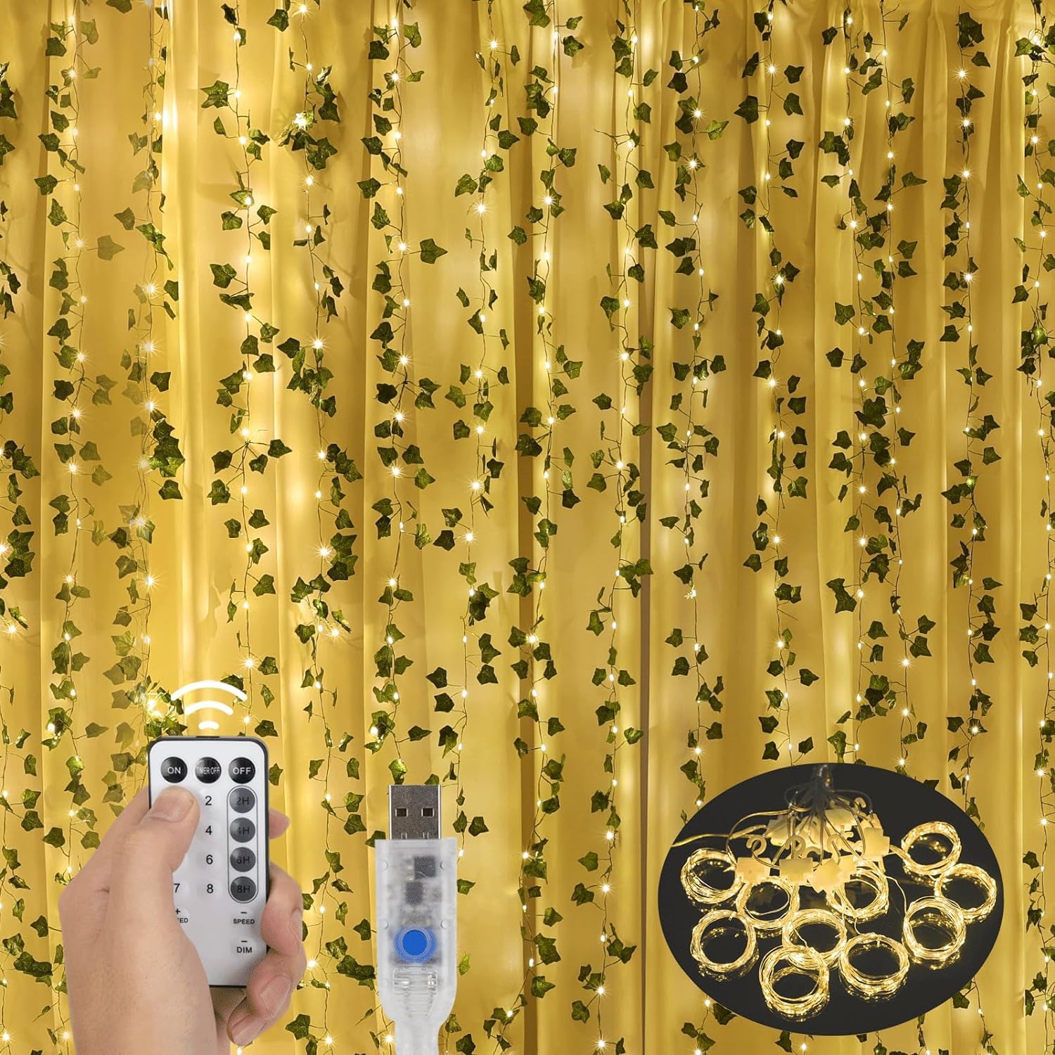 Amazon.com: NWLIGHT Ivy Vine Lights 9.8 FT * 9.8 FT Artificial Ivy with ...