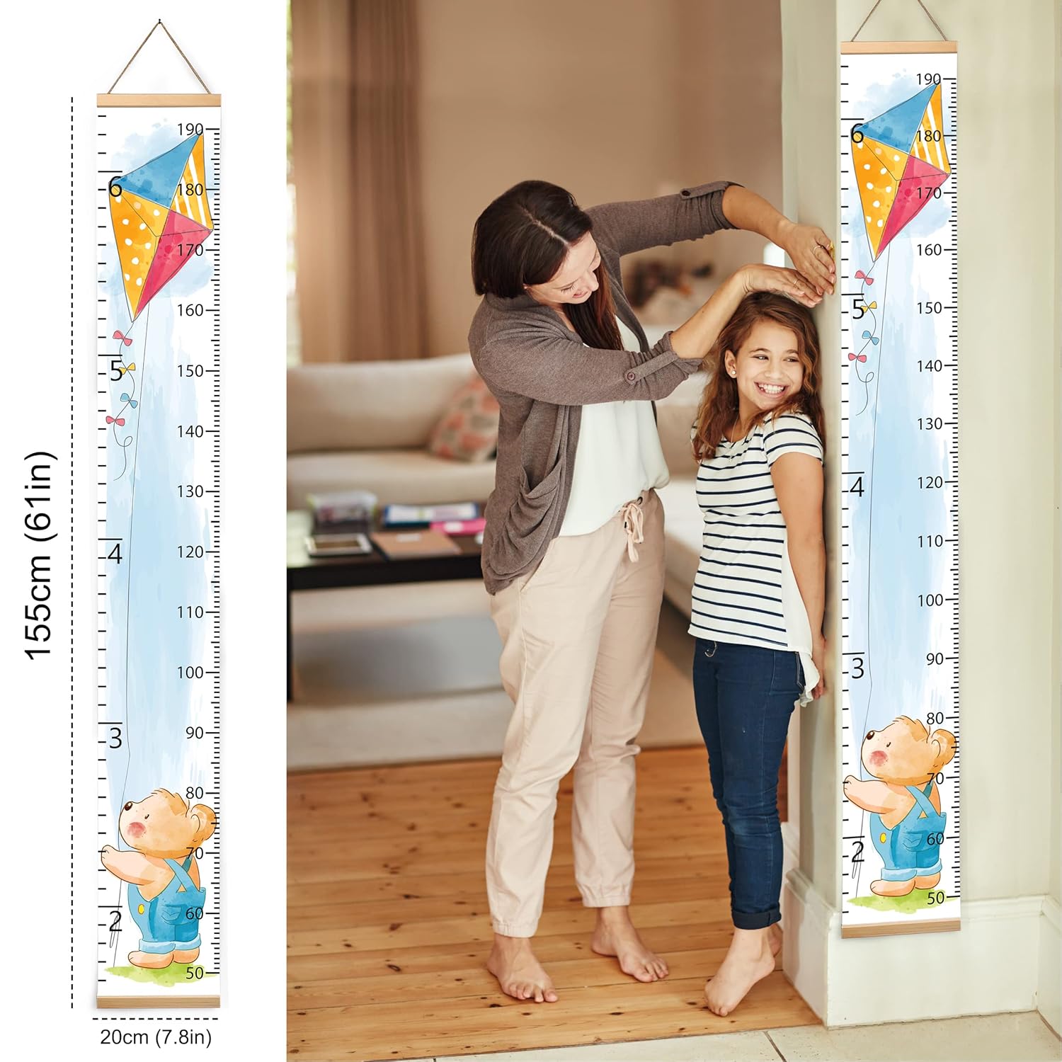 Buy Growth Chart for Kids, Removable Canvas Wall Hanging Measurement ...