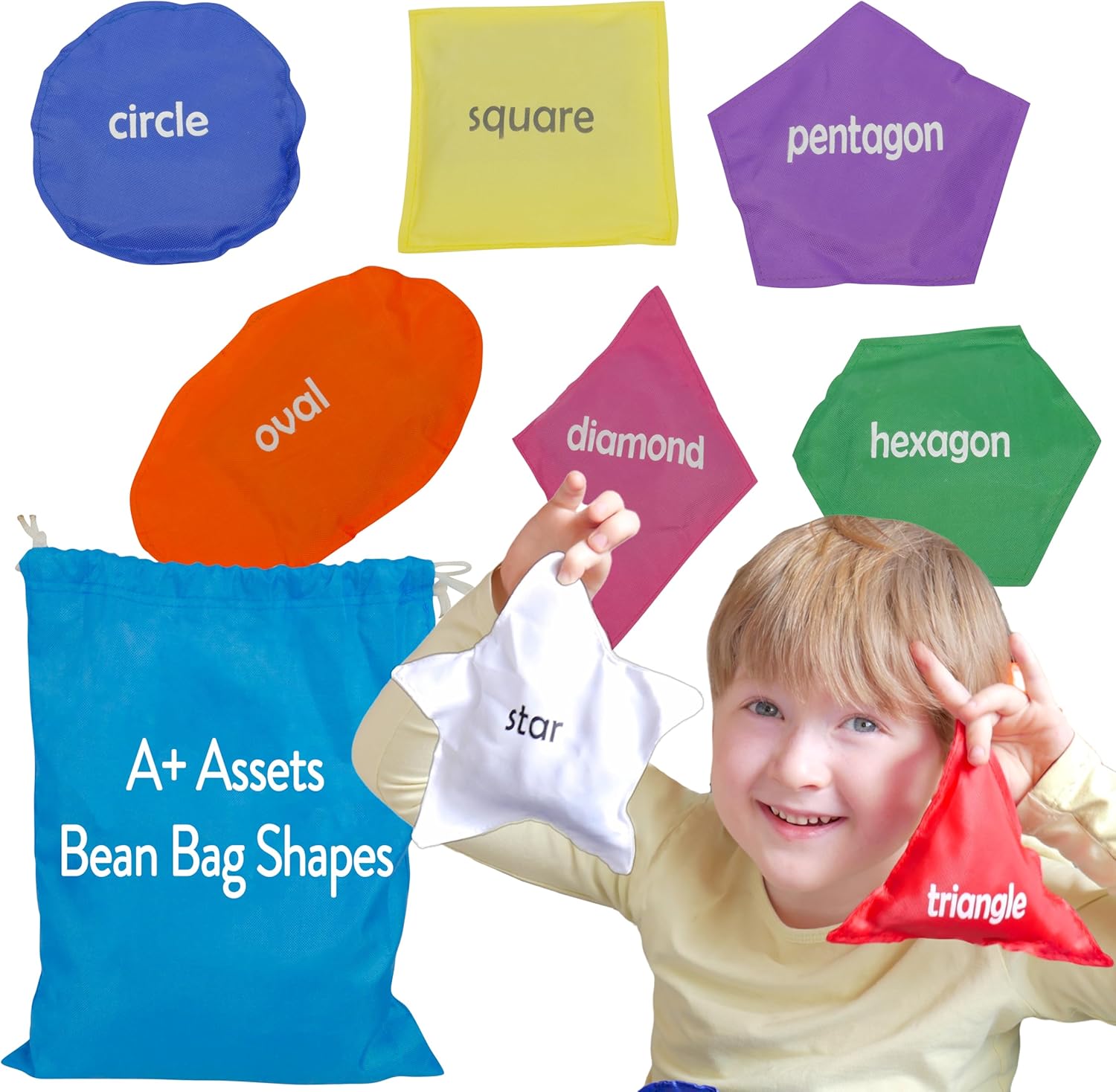 Amazon.com: A+ Assets Bean Bags for Kids – Shape Bean Bags for ...