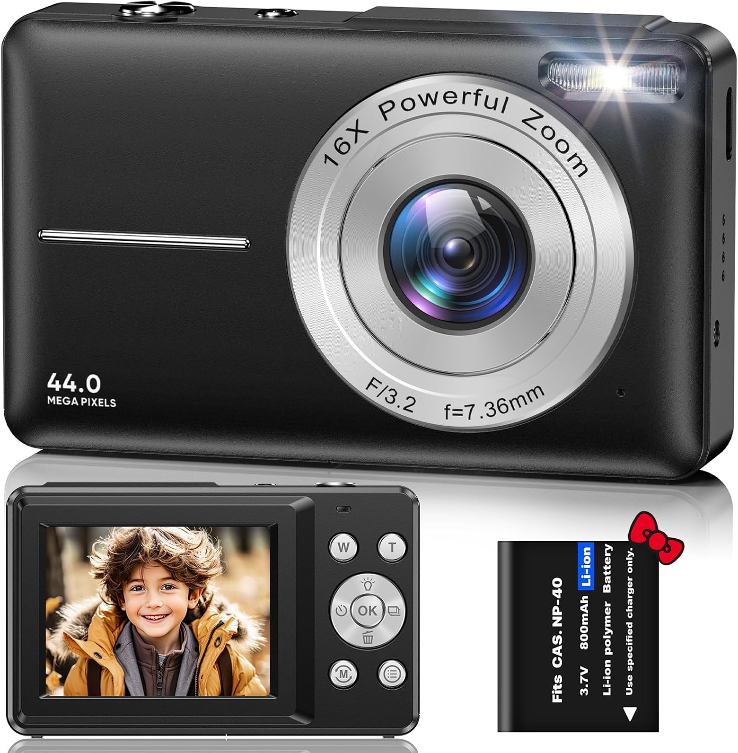 Digital Camera, FHD 1080P 44MP Digital Cameras Compact, 2.4"" LCD ...