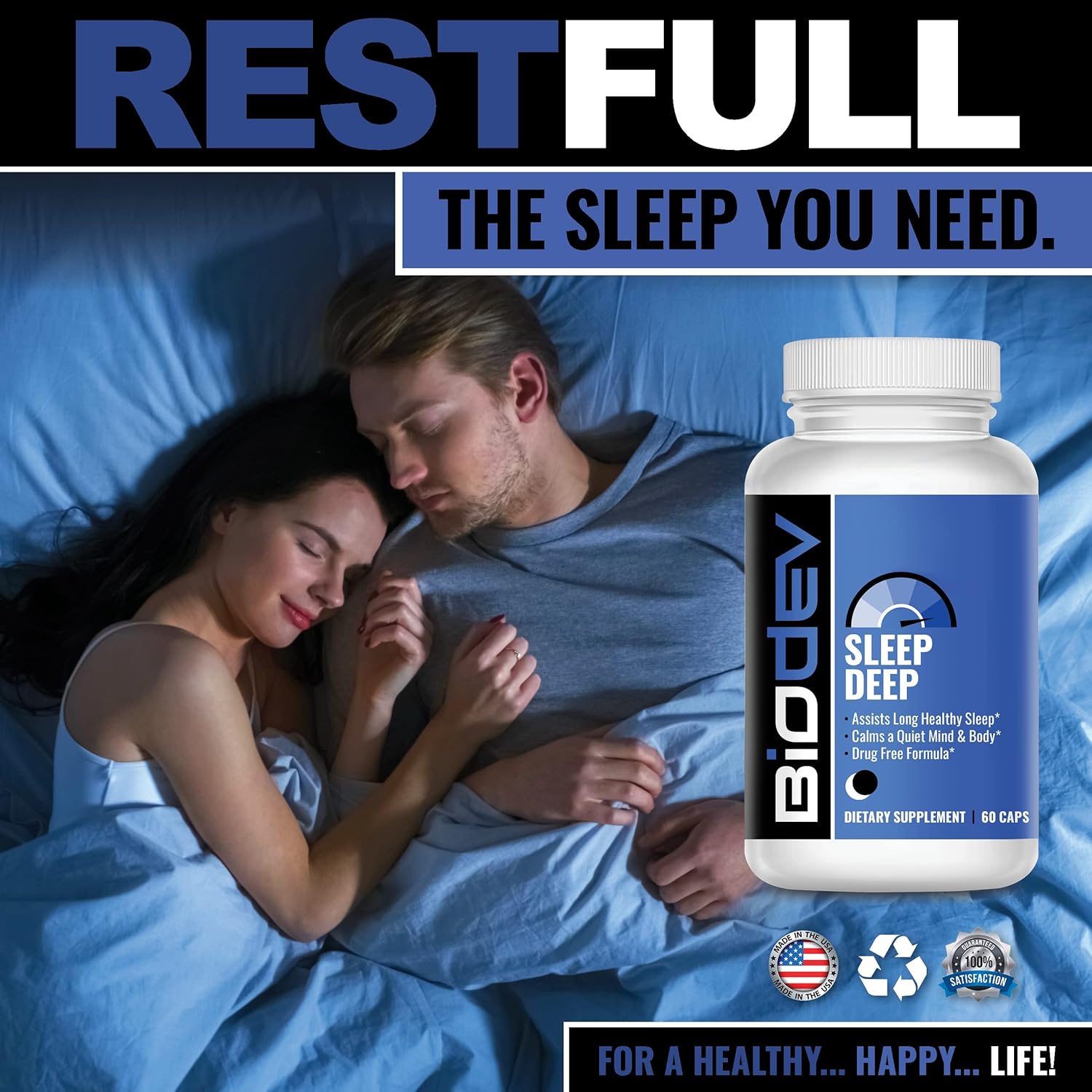 BIODEV Sleep Deep- Ayuda natural para dormir para adultos, no forman ...