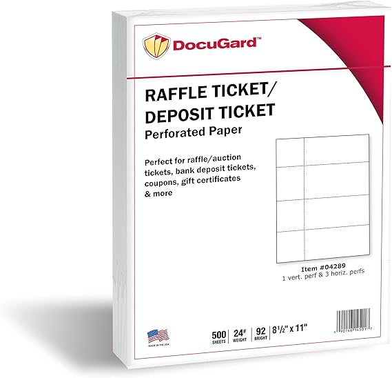 Amazon.com : DocuGard Perforated Paper for Deposit Tickets, Raffle ...