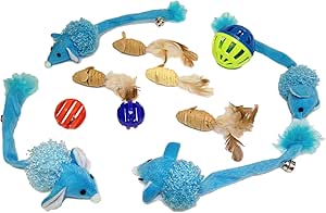 Amazon.com : EMG Pet Emporium Mouse & Bell Toys Bundle for Cats | Blue ...