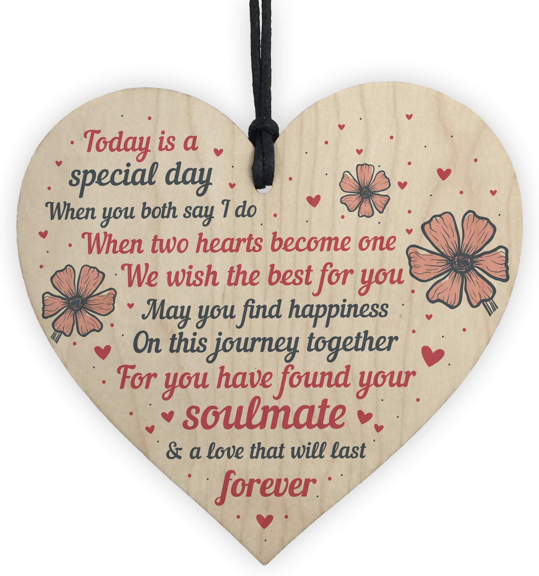 RED OCEAN Wedding Gift Wooden Heart Plaque Mr And Mrs Good Luck Bride ...