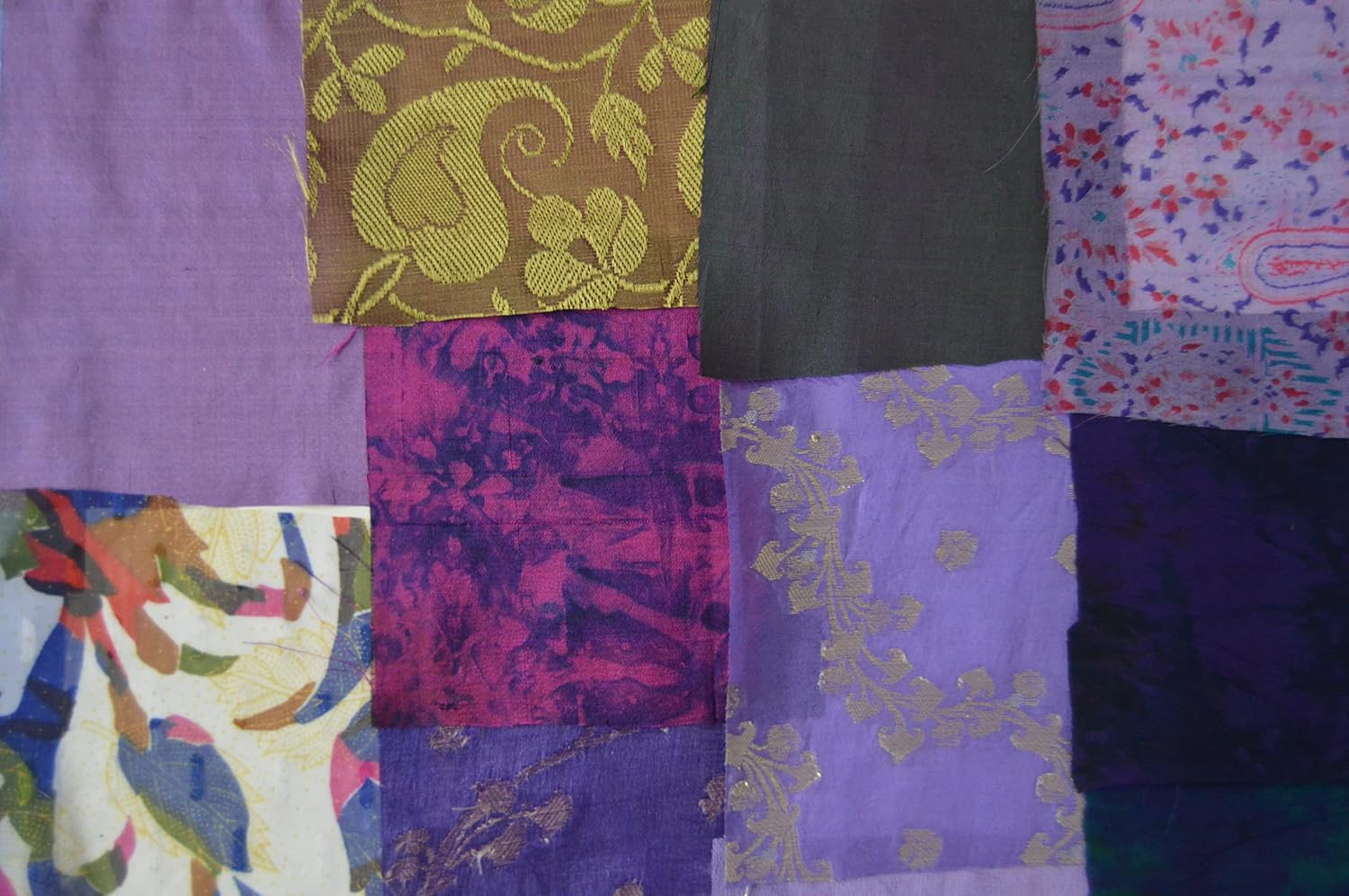 Purple Assorted Embellished Sari Silk Fabric Remnants Scraps - 15 ...