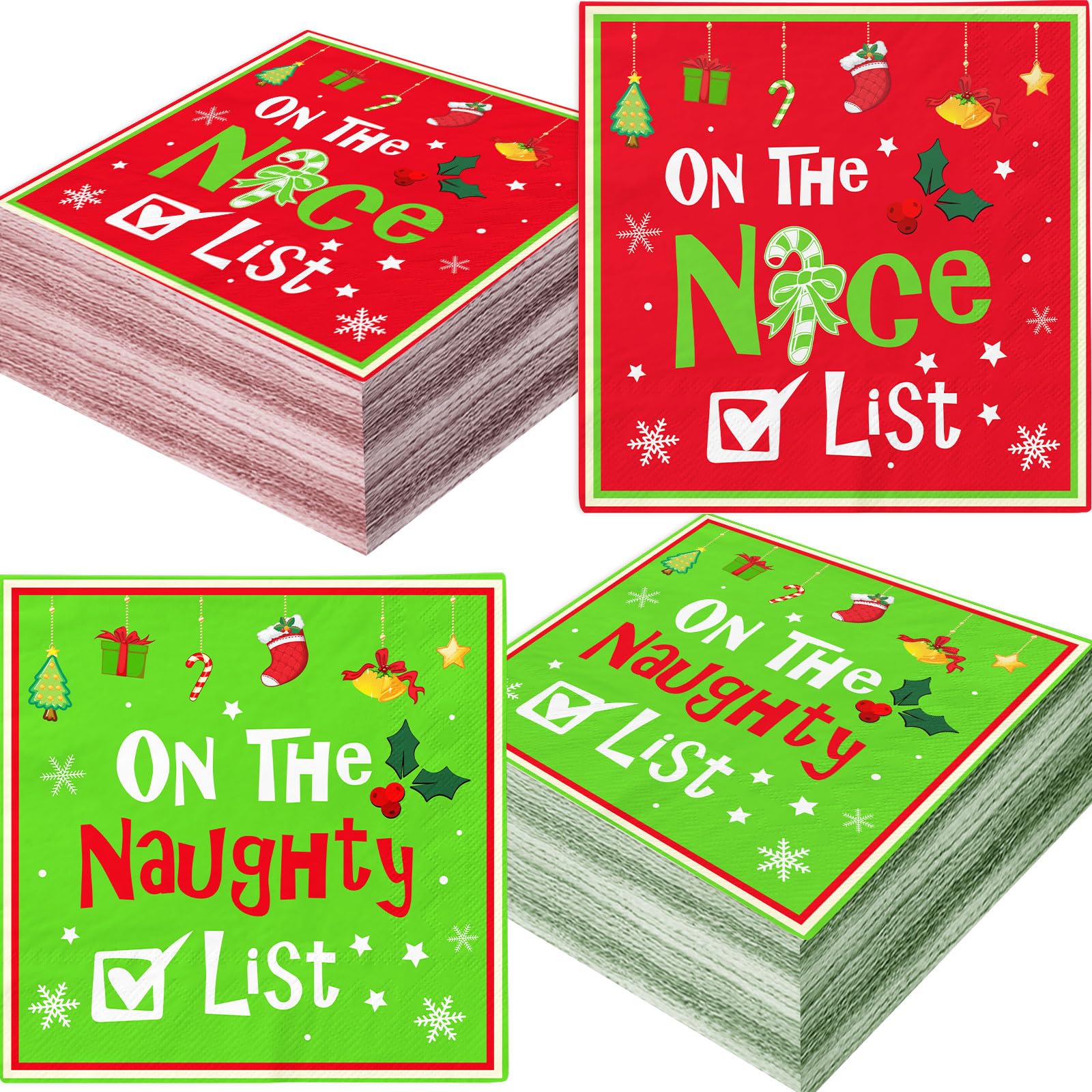 Amazon.com: 48Pcs Naughty or Nice Christmas Decorations Team Naughty ...