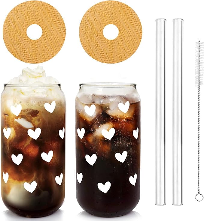 Amazon.com: Mason Life Iced Coffee Cups, Can Shaped Glass Cups, 20 OZ ...