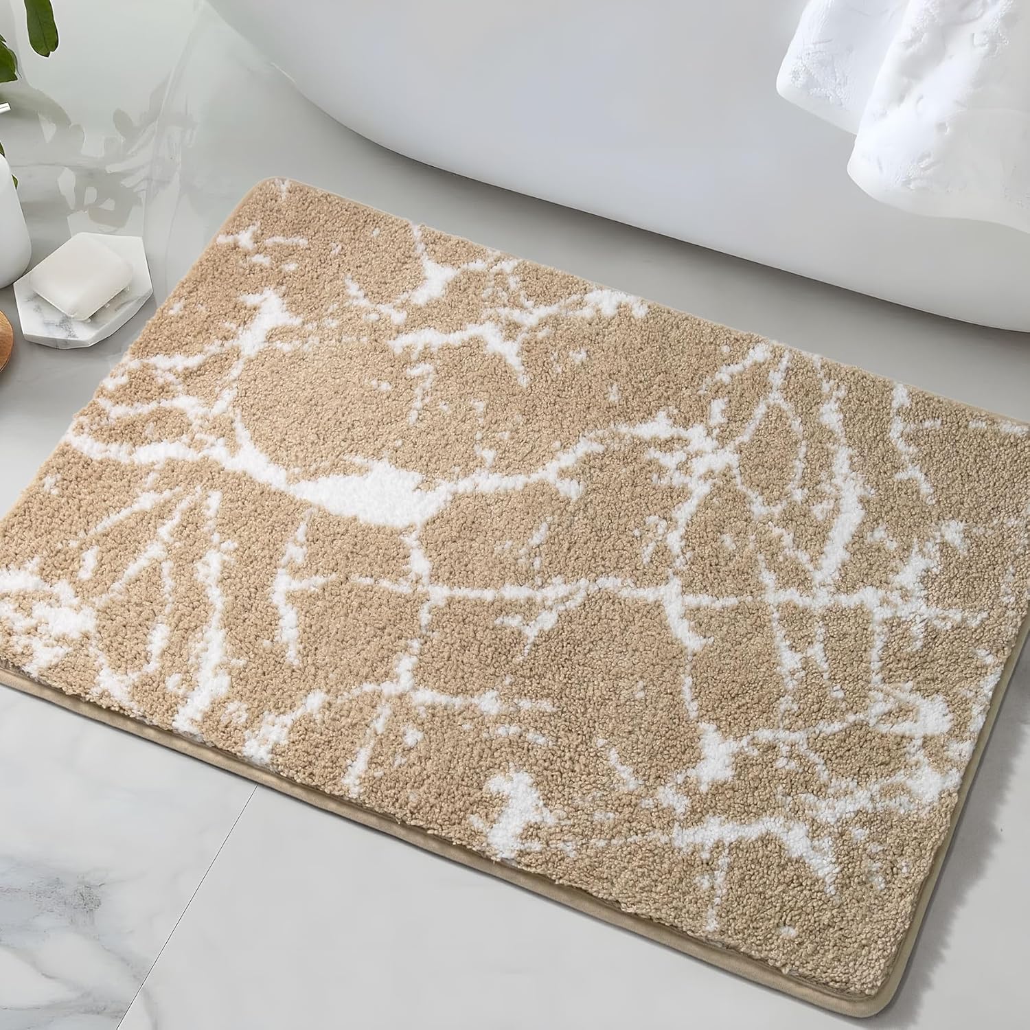 Amazon.com: DEXDE Beige Bathroom Rugs Non Slip Washable Bath Mat, Extra ...
