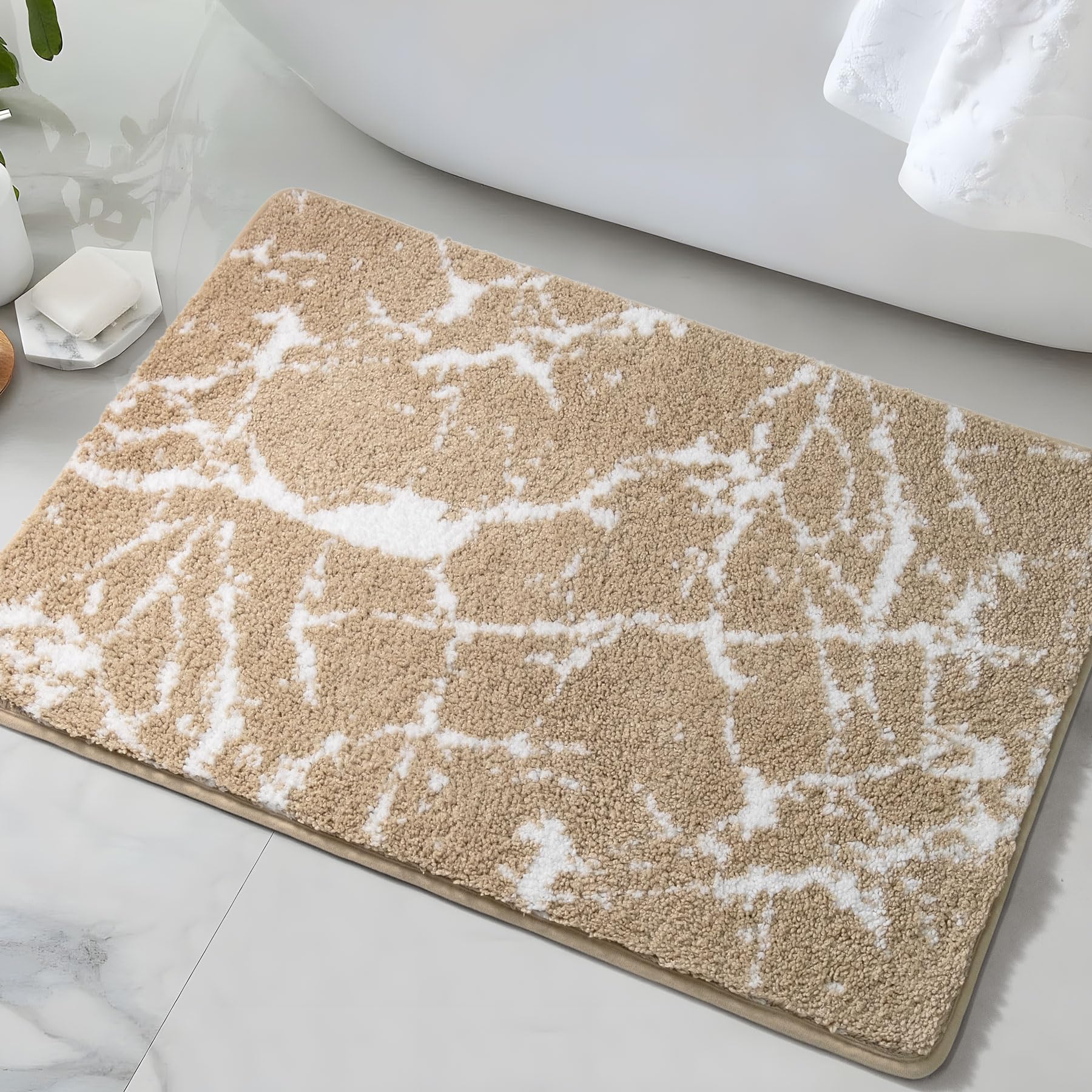 Amazon.com: DEXDE Beige Bathroom Rugs Non Slip Washable Bath Mat, Extra ...