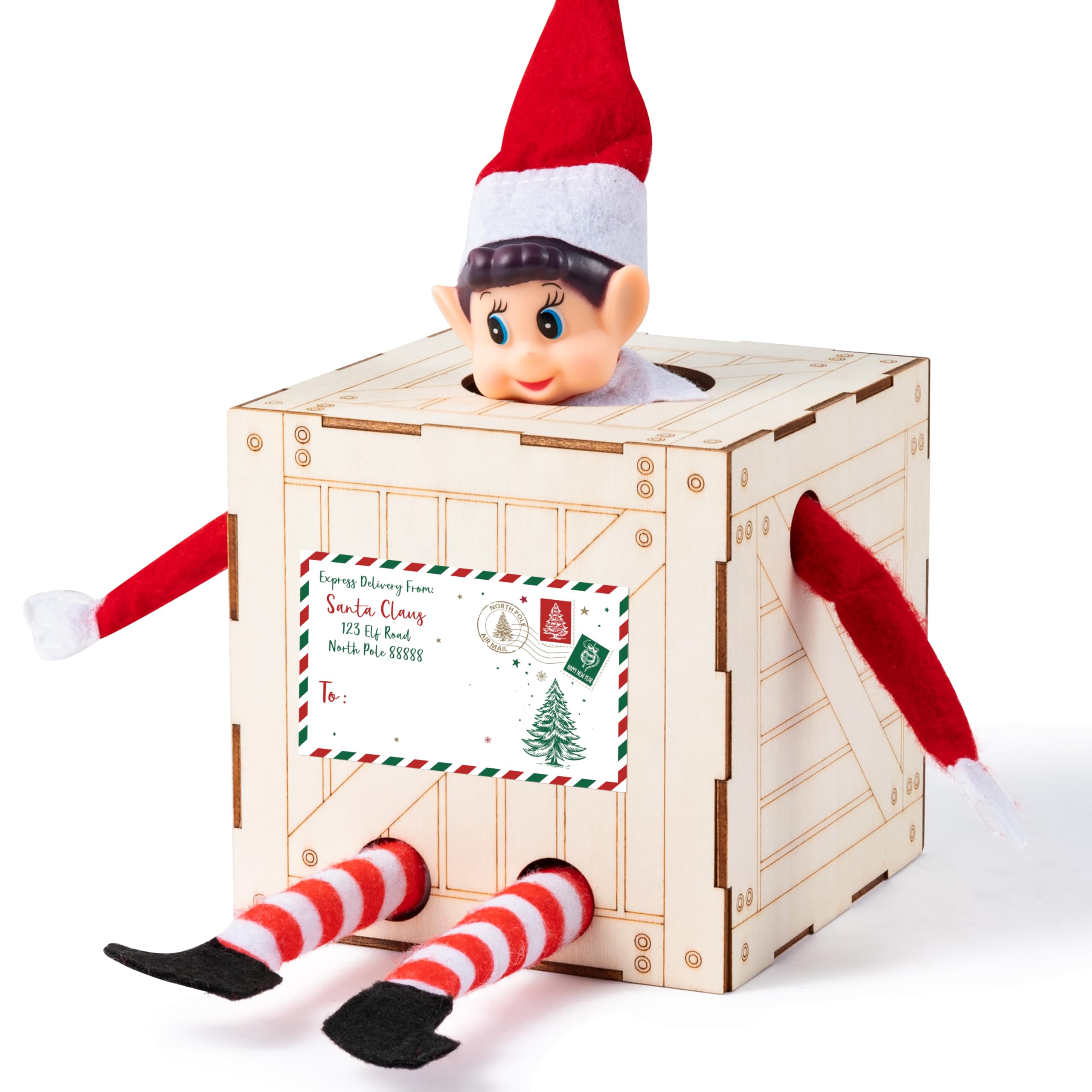 Amazon.com - BkeeCten Christmas Elf Crate with Gift Card, Santa’s Elf ...