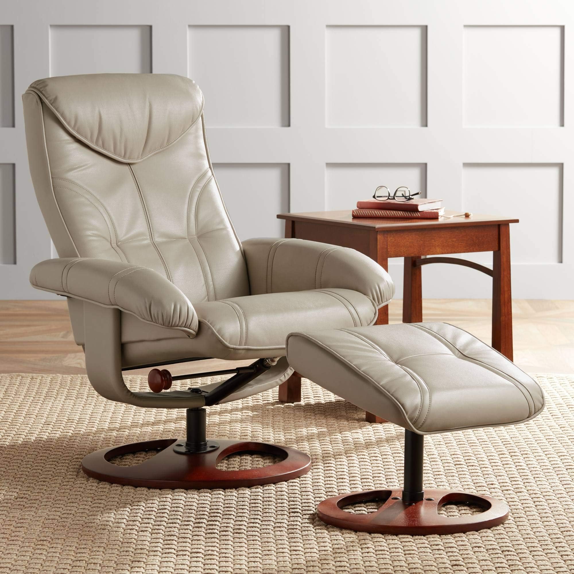 Amazon.com: Benchmaster Newport Taupe Swivel Faux Leather Recliner ...