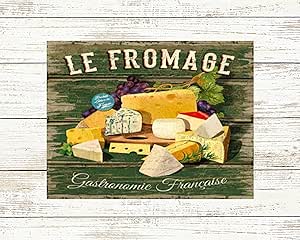 Vintage French Fromage Cheeses Metal Wall Art Sign Kitchen Decor Plaque ...