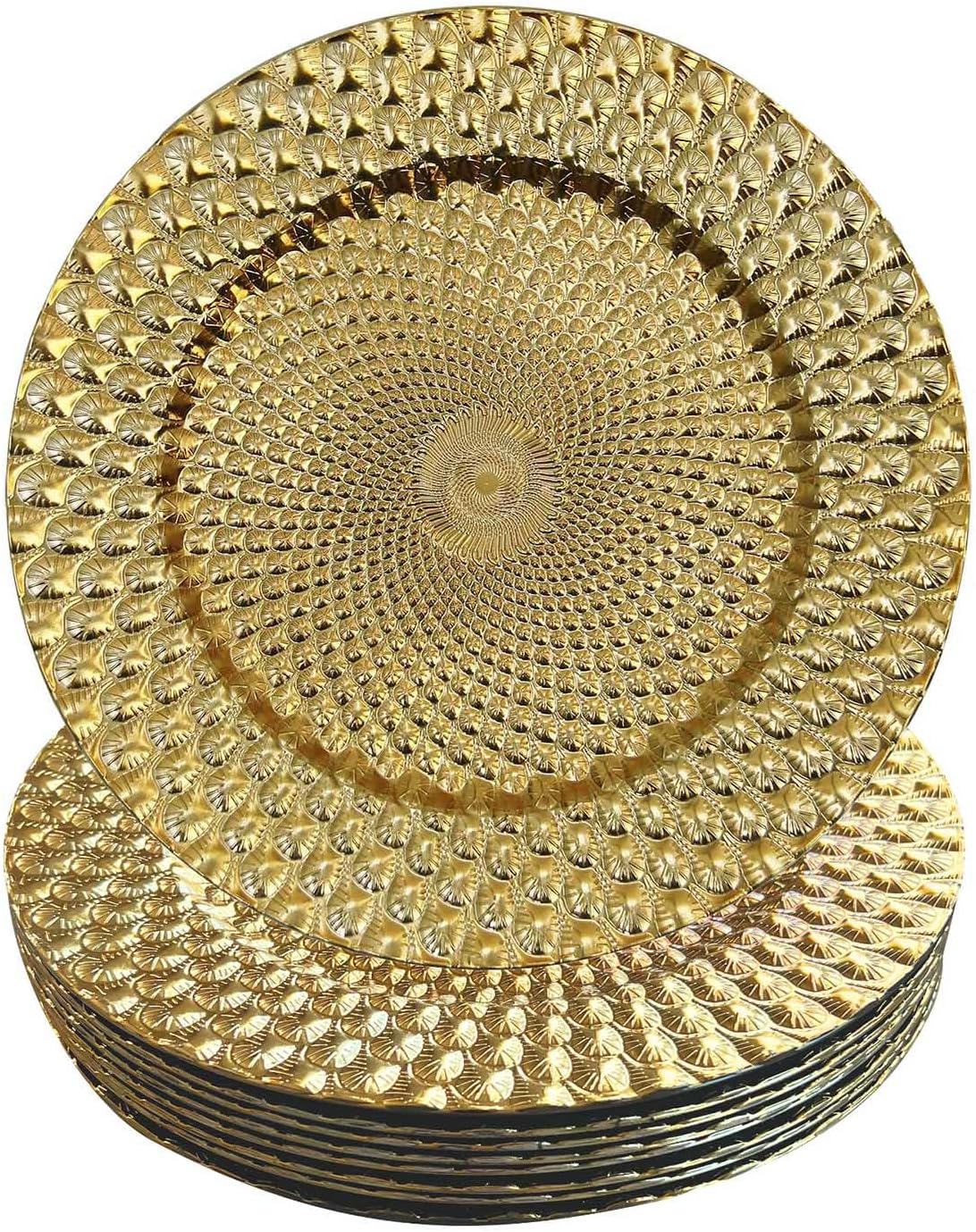Amazon.com | Coloch Set of 12 Plastic Gold Charger Plates, 13" Reusable ...