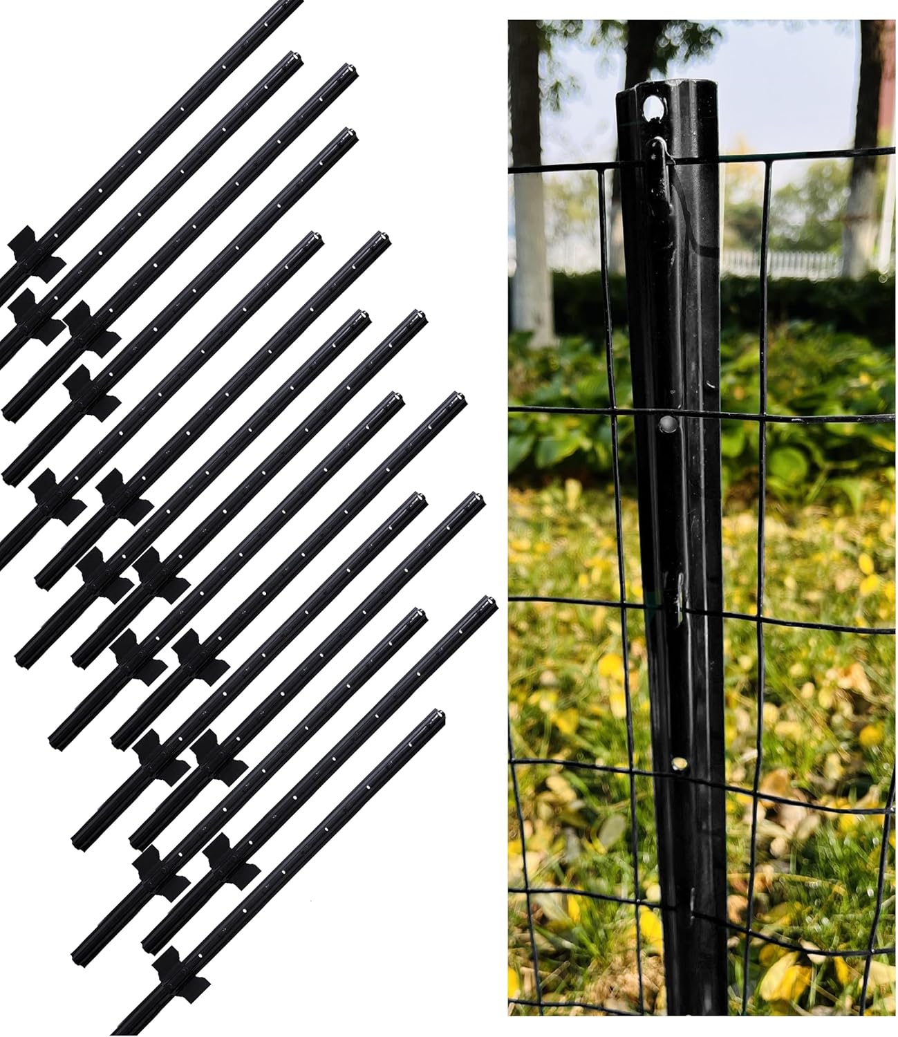 Amazon.com : 4 Feet Metal Fence Post Black, Pack of 15, for 36 Inch ...
