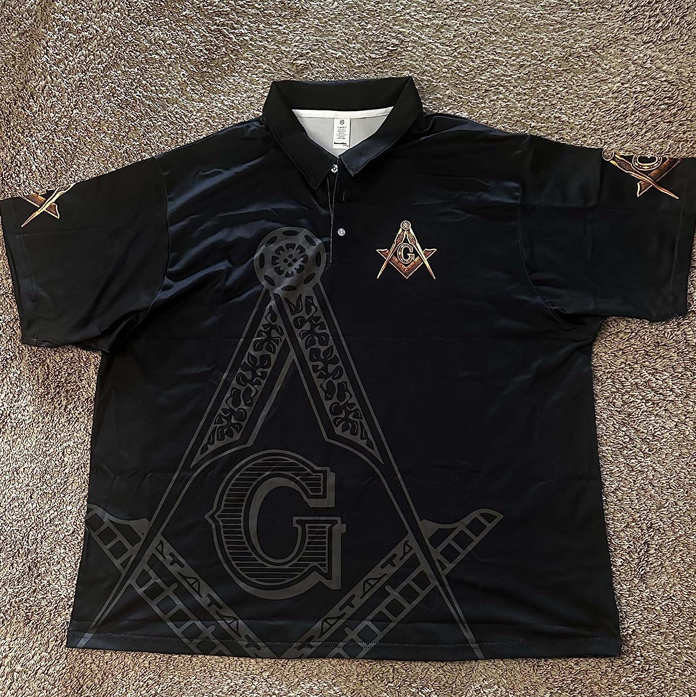 Freemason Black Gold Personalized Custom Name Short Sleeve Polo Shirt ...
