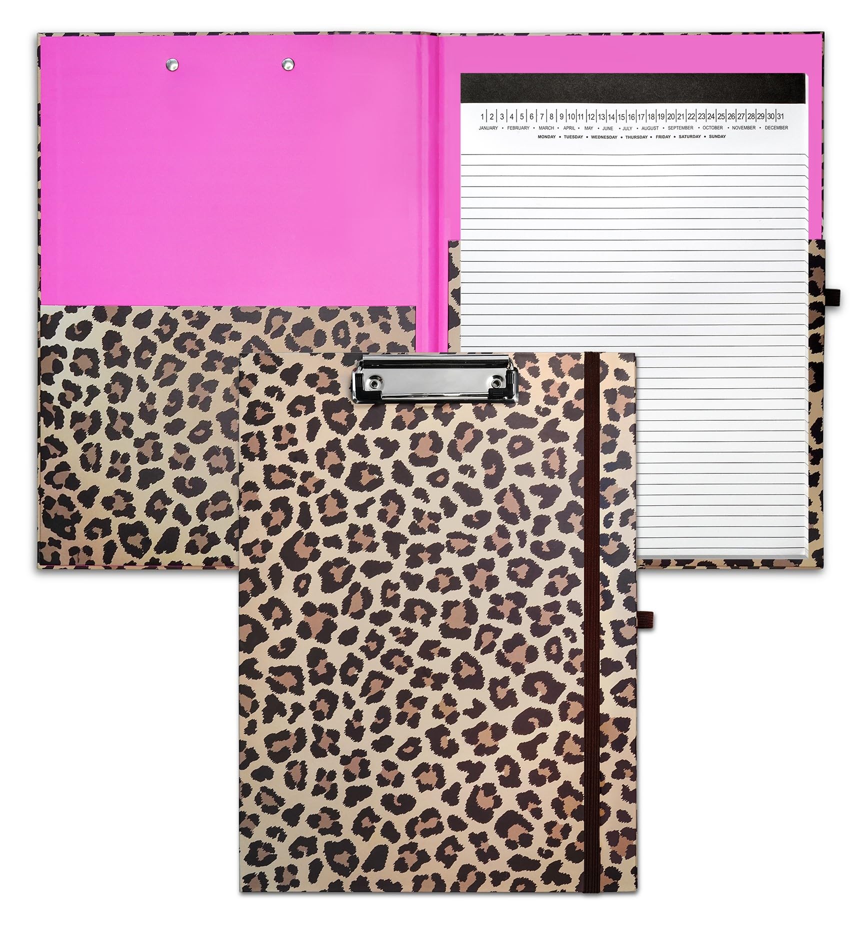 Amazon.com : Mymazn Leopard Clipboard Folio with Refillable Lined Date ...