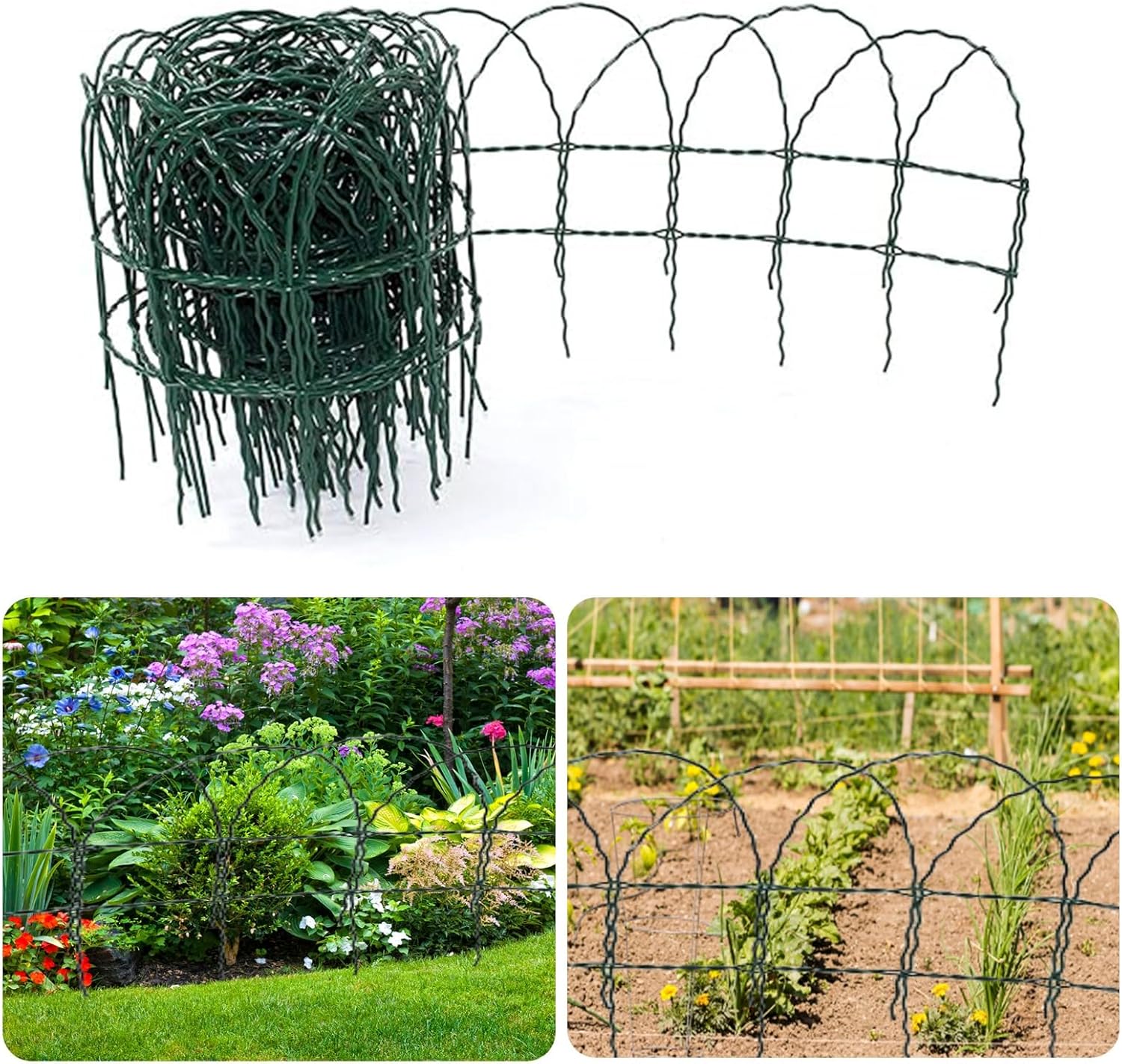 ADEPTNA 10m Garden Green PVC Coated Border Fence – Strong Rot-Proof ...