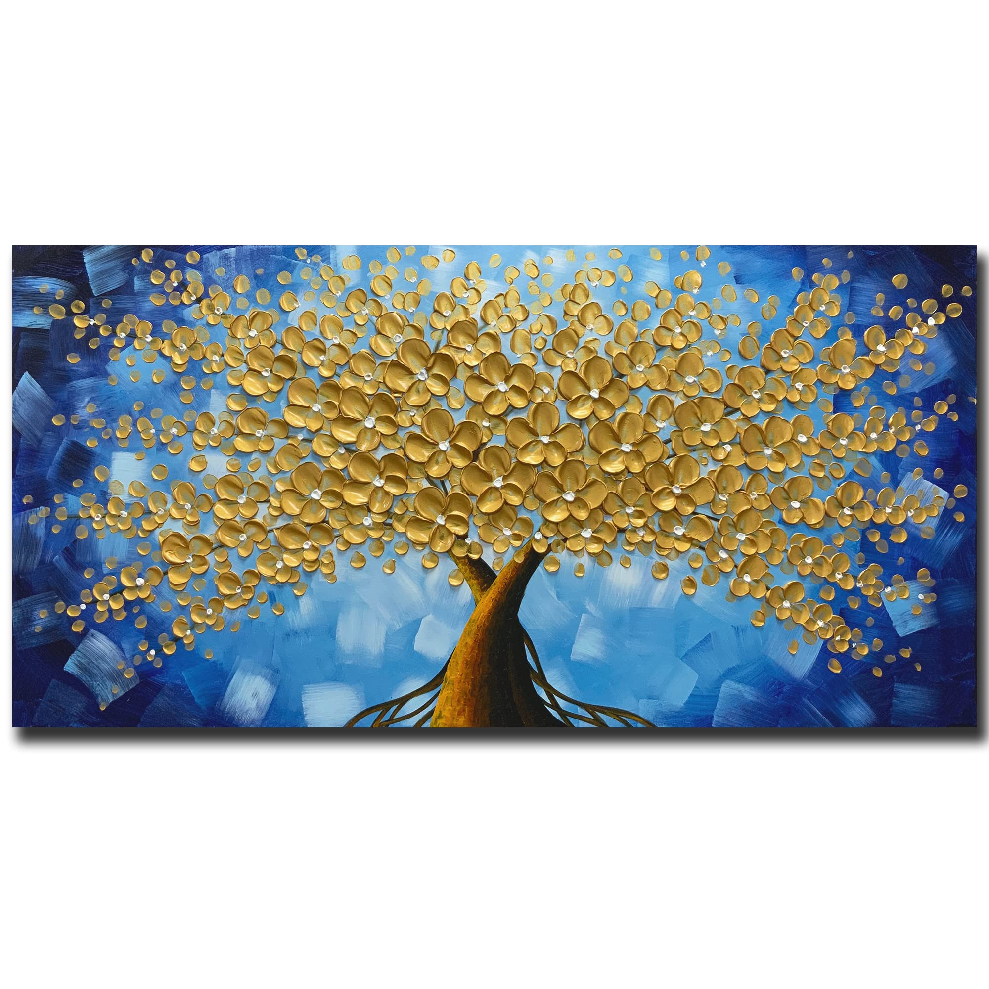MUWU Paintings 24x48 Inch Lucky Tree Paintings 3D Abstract Paintings ...