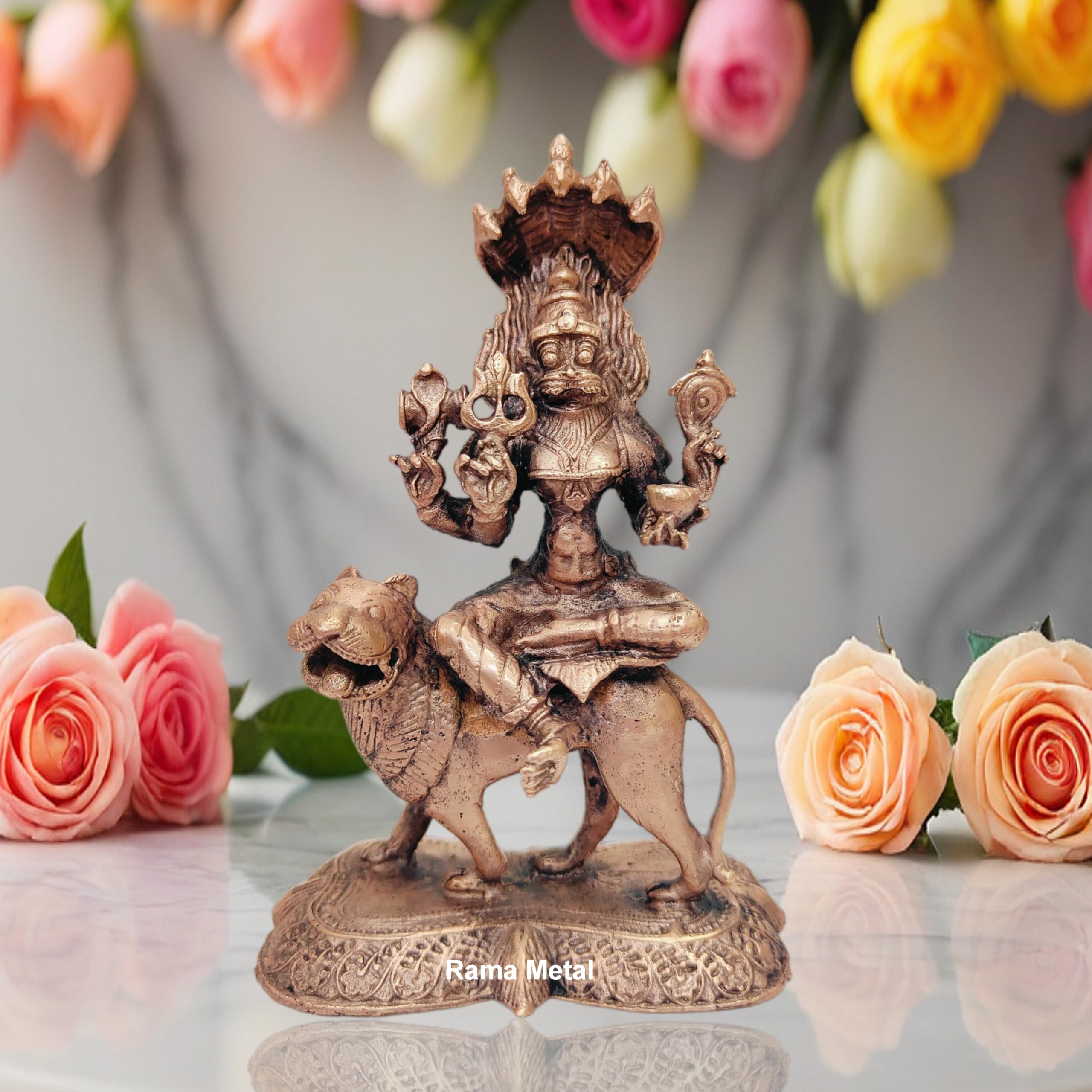 Buy RAMA METAL Copper Pratyangira Devi Idol | Narasimhi | Sri Maha ...