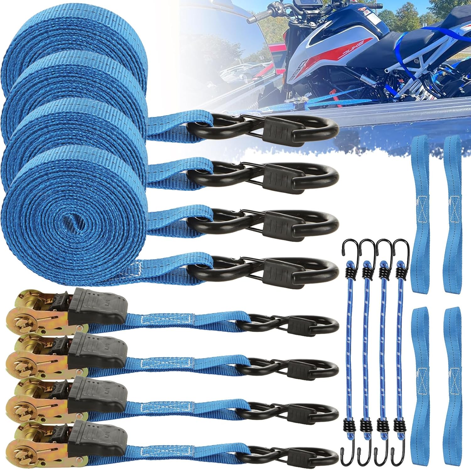 Amazon.com: LISHINE 4 Pcs 1 Inch Ratchet Straps Heavy Duty 16ft Tie ...