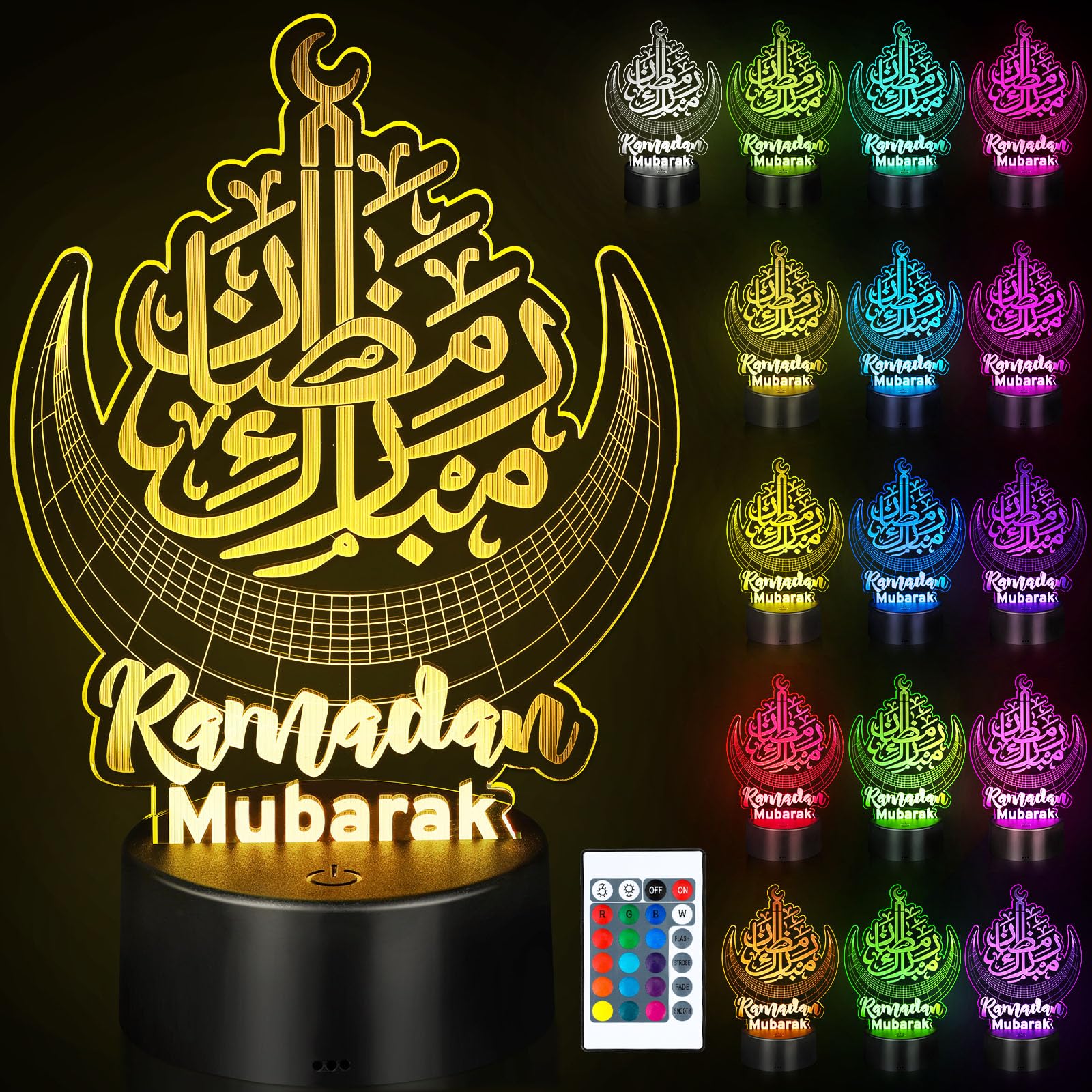 Ramadan Mubarak Night Lights,16 Colores Eid Al Fitr Lights Decorations ...