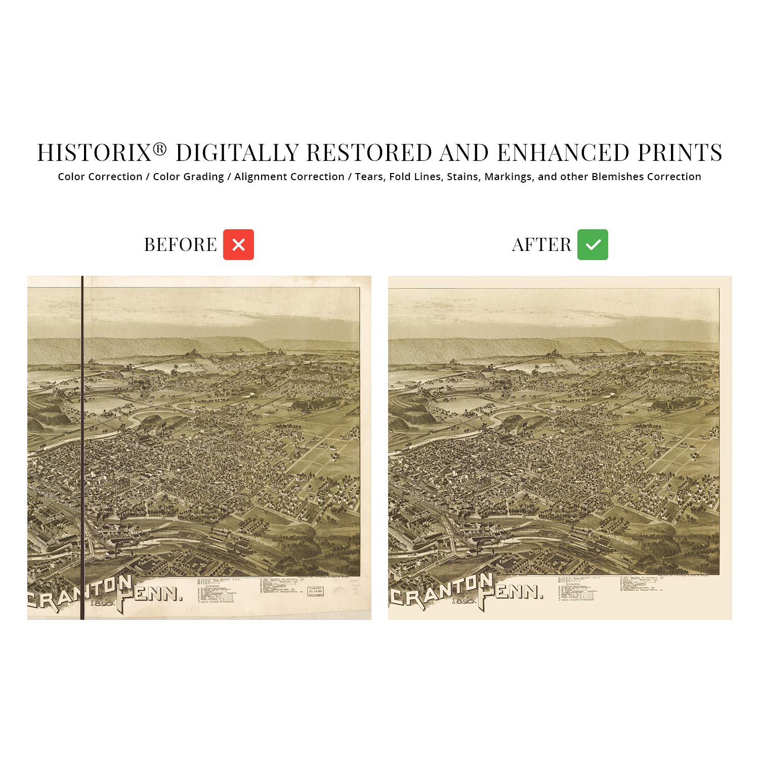 Snapklik.com : Vintage 1890 Scranton Pennsylvania Map - 24x36 Inch ...