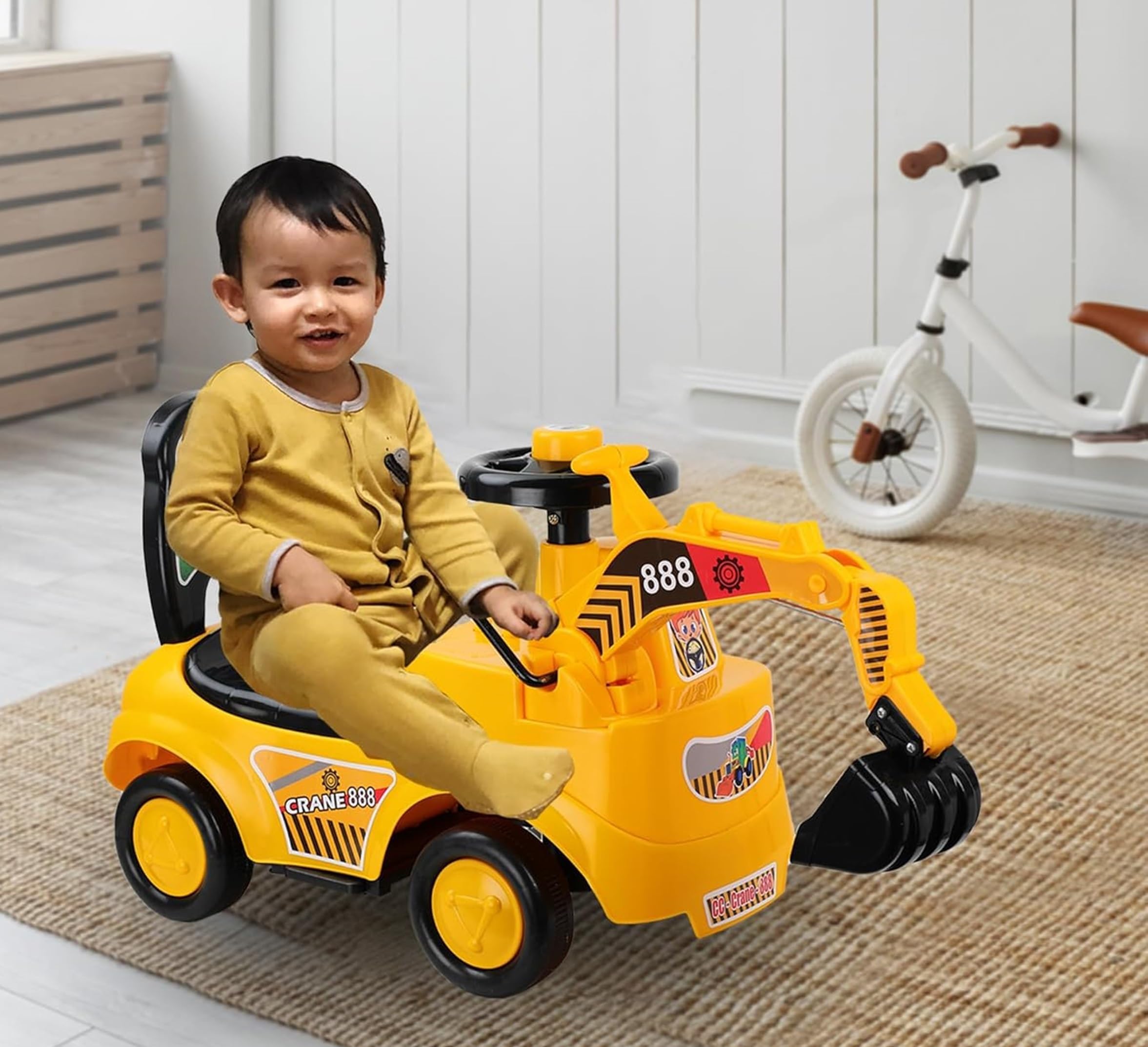Buy JN Creations 12V Kids Excavator Battery Operated Ride-On JCB Truck ...