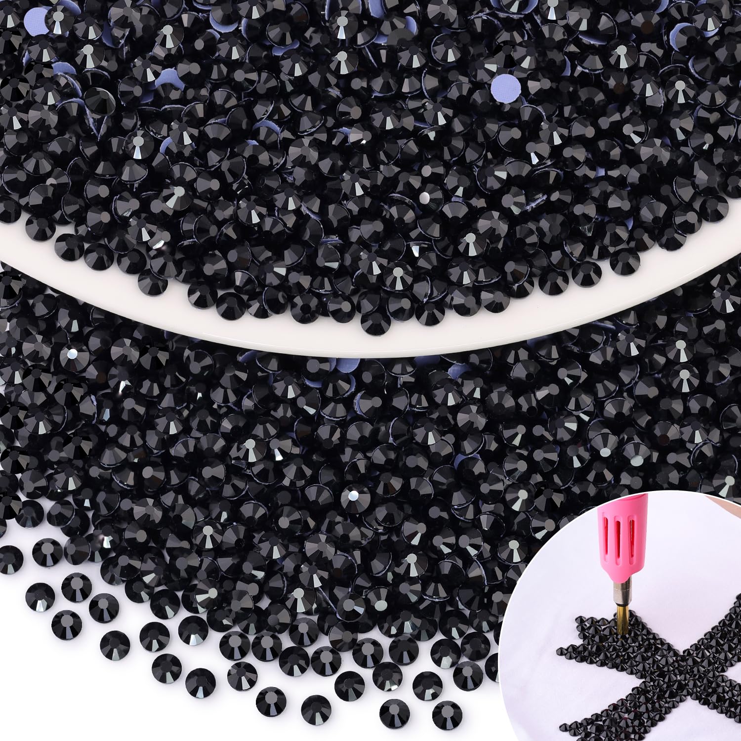 Amazon.com: 2500Pcs Hotfix Rhinestones for Clothing, Black SS16 Iron On ...
