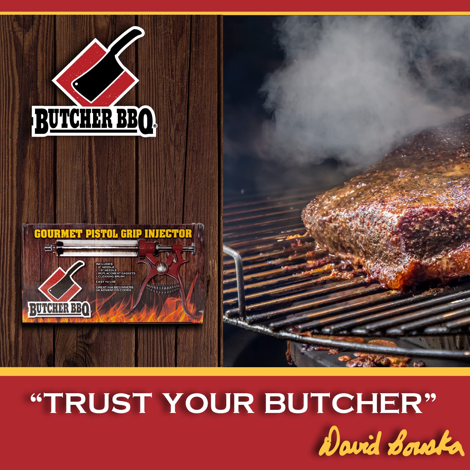 Butcher BBQ Pistol Grip Gourmet Meat Injector Syringe | Metal Handle ...