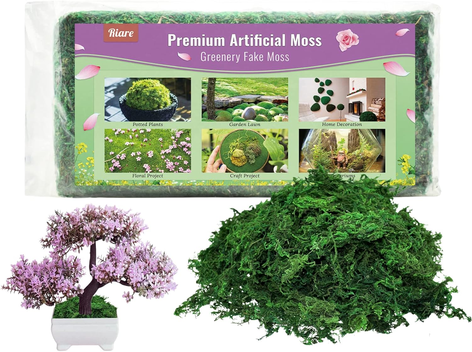 Amazon.com: Riare 5.3oz Green Moss for Crafts- Premium Artificial ...