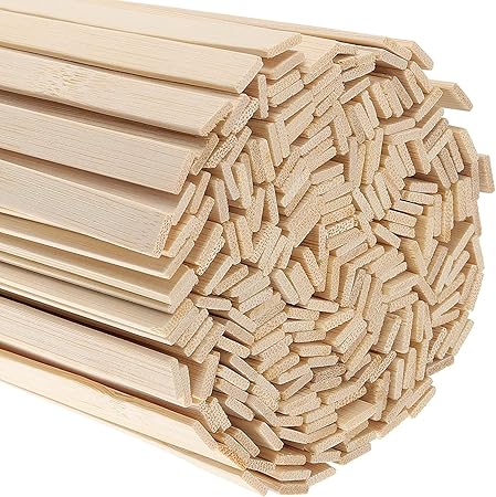 HAKZEON 300 PCS 40 x 0.9 cm Natural Bamboo Sticks, Flat Wooden Strips ...