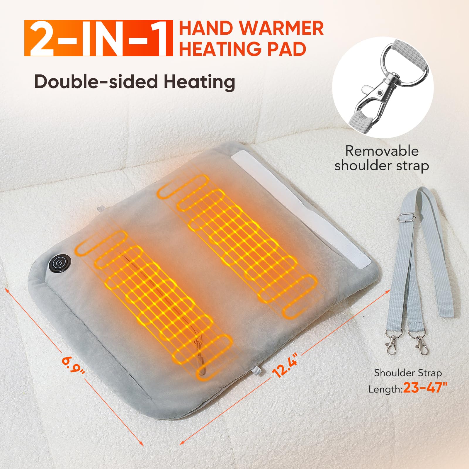 Rechargeable Hand Warmer Pouch, Electric Heated Gloves with 5000mAh ...