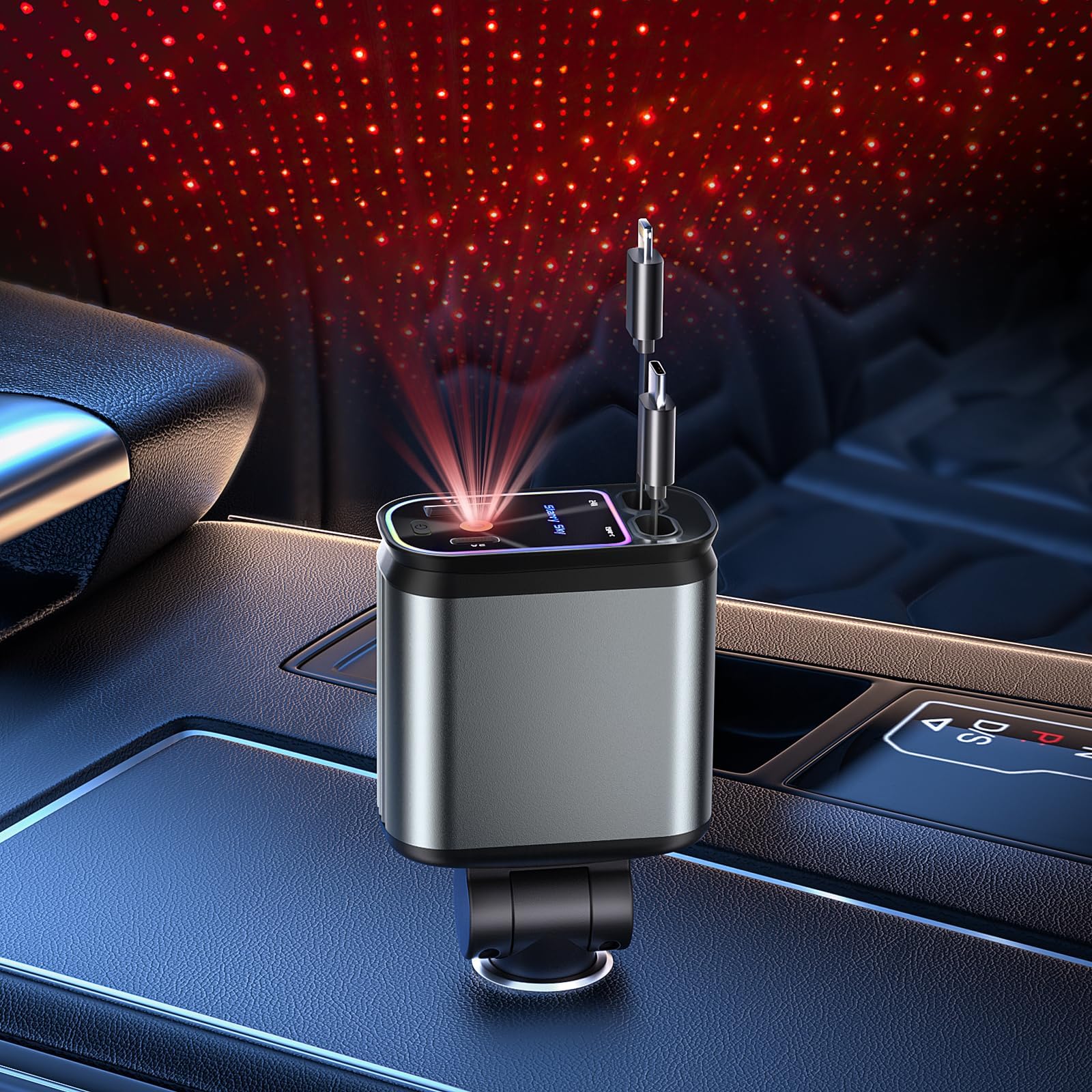 Amazon.com: Starlight Retractable Car Charger with Retractable Cables ...