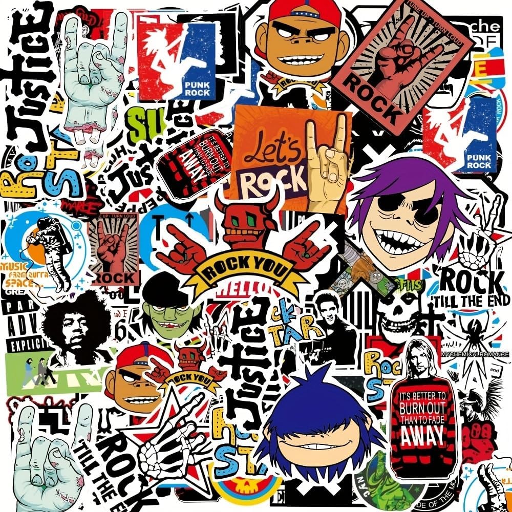 Amazon.com: CHNLML Cool Sticker Punk Rock Band Stickers 100PCS Stickers ...