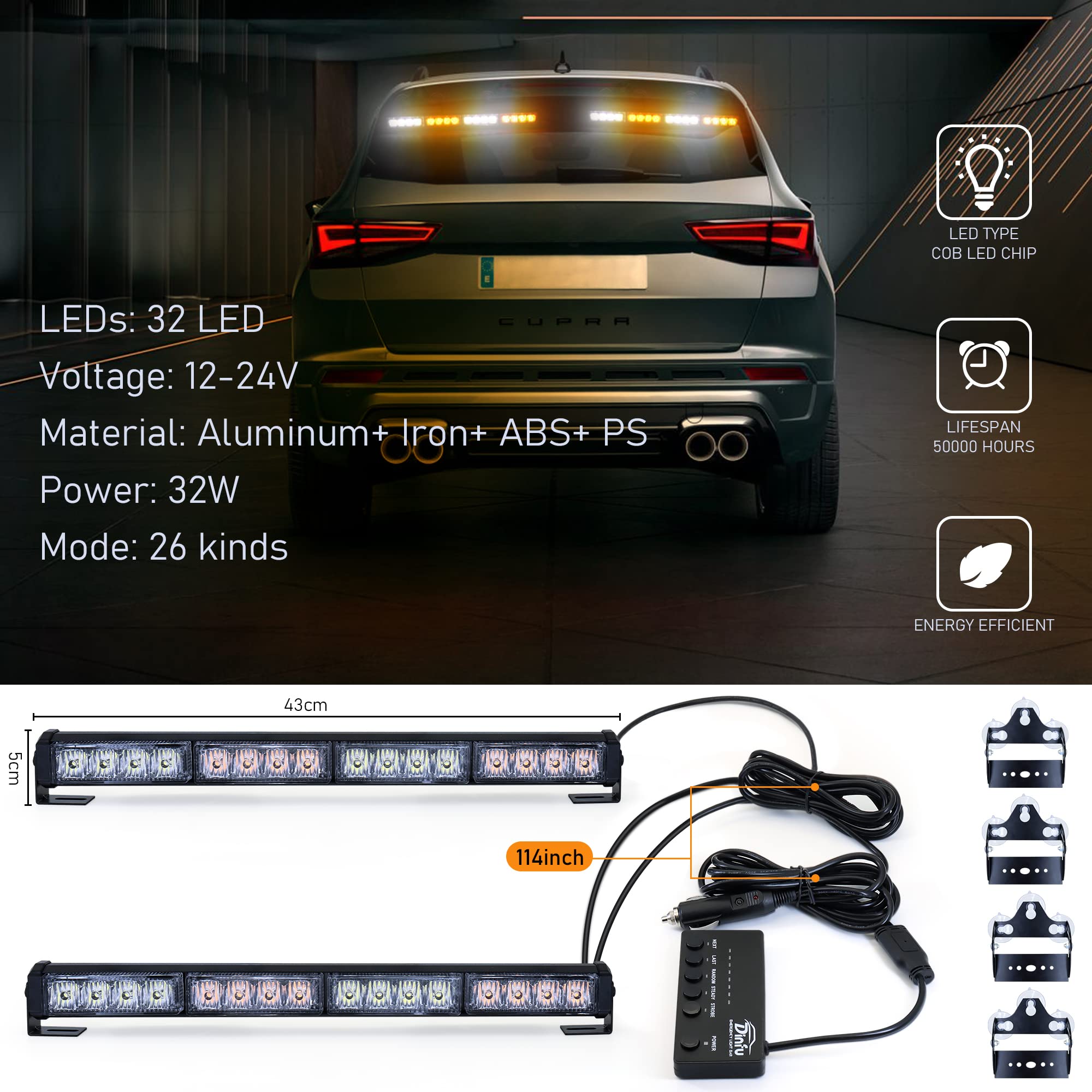 Snapklik.com : Dinfu Emergency Dash Strobe Lights