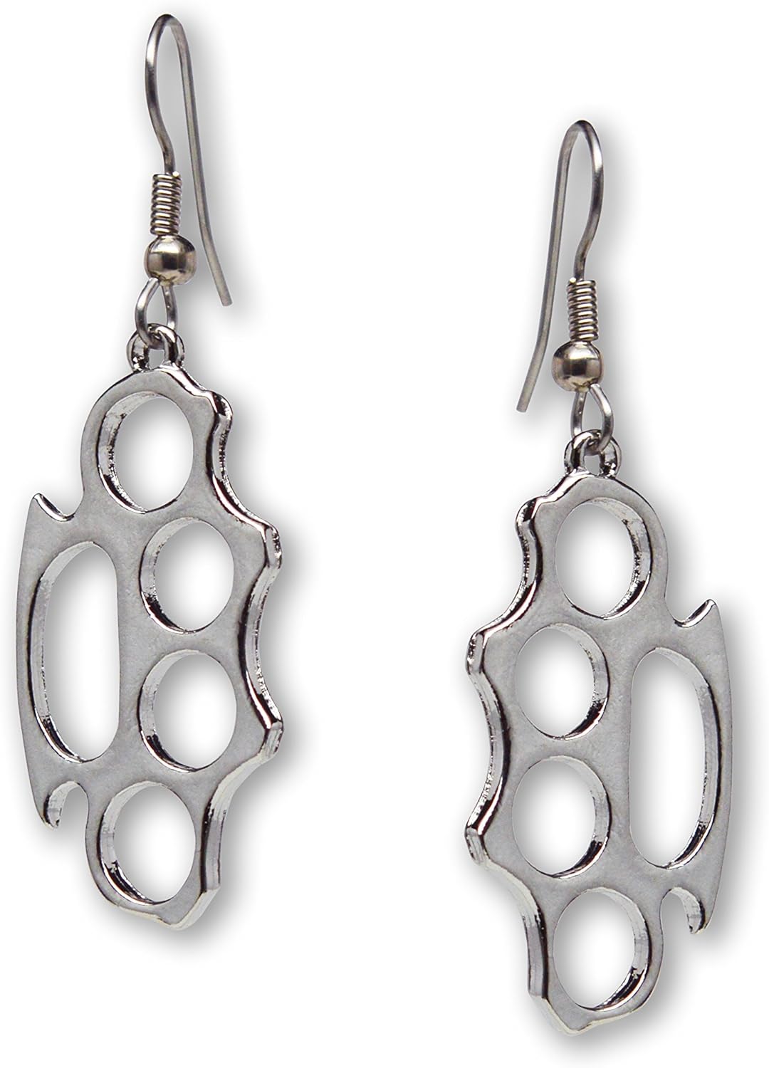 Amazon.com: Real Metal Pewter Brass Knuckles Polished Silver Finish ...