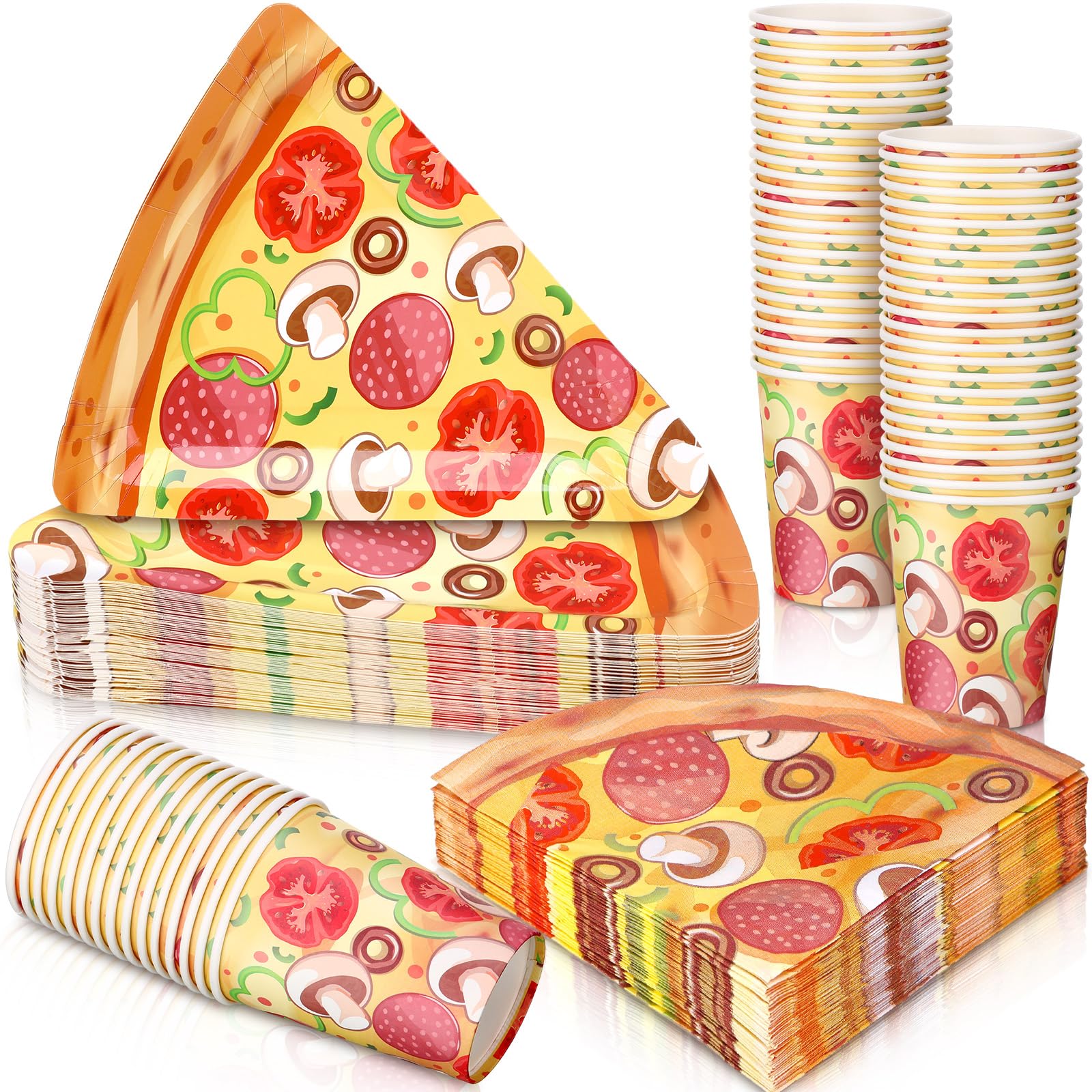Amazon.com: FoldTier 180 Pcs Pizza Party Supplies Kit Tableware Set ...