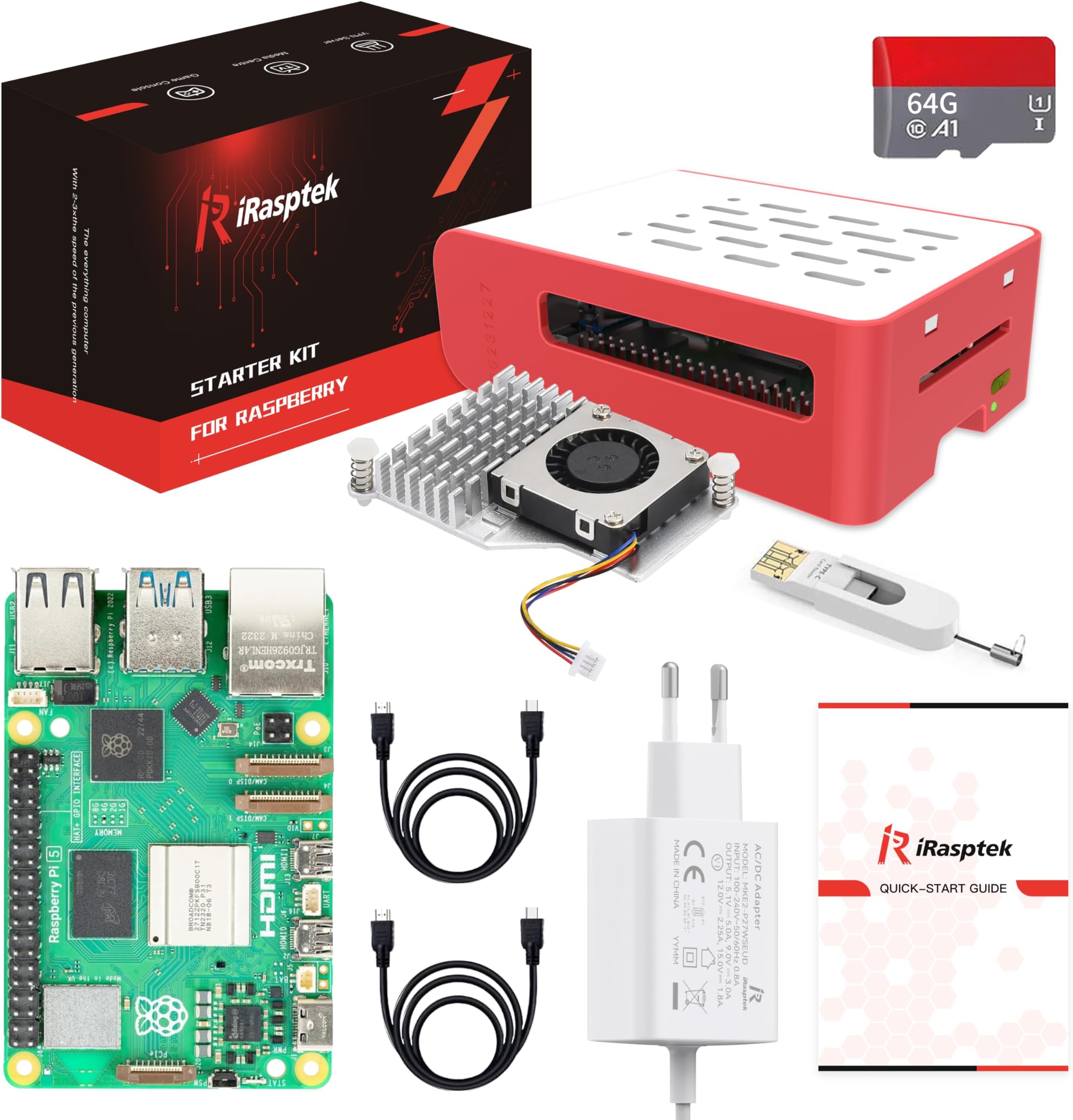iRasptek Raspberry Pi 5 8GB RAM Starter Kit - Edizione OS-Bookworm da ...