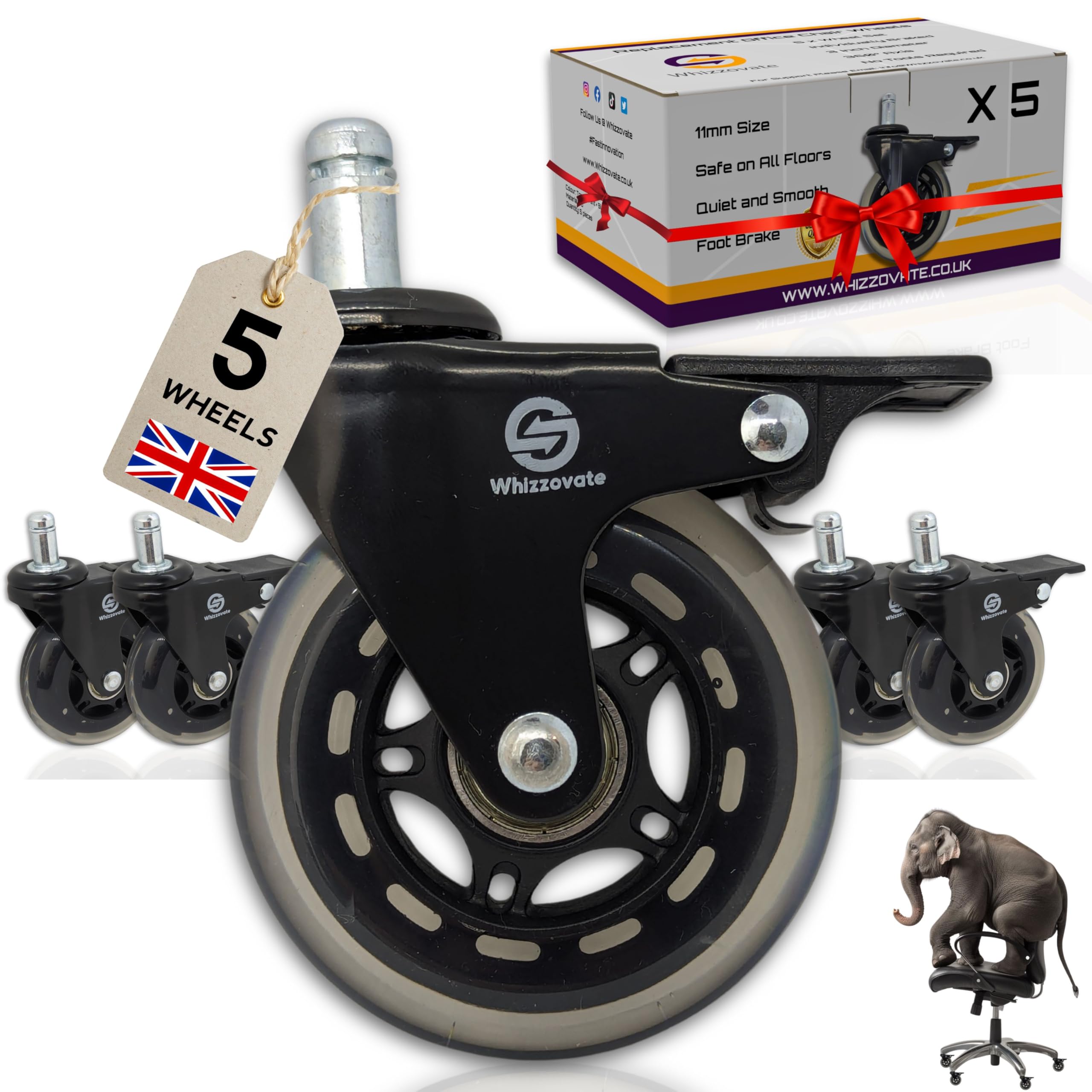 5 Replacement Chair Wheels – Upgrade Your Office or Gaming Chair – 11mm ...