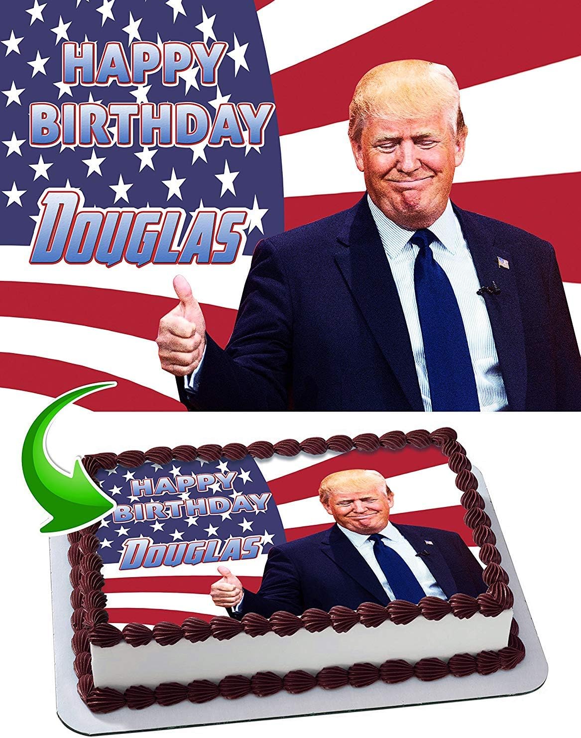 Amazon.com: Donald Trump Edible Image Cake Topper Party Personalized 1/ ...