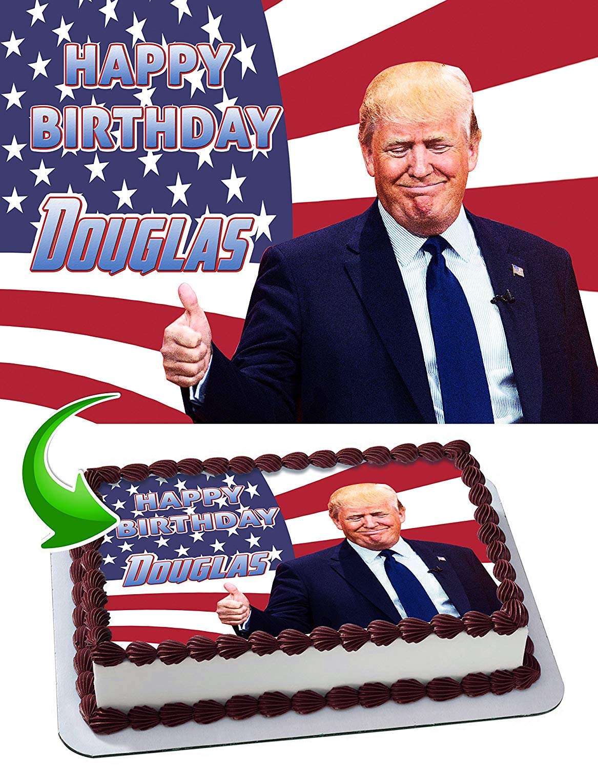 Amazon.com: Cakecery Donald Trump Edible Cake Image Topper Personalized ...
