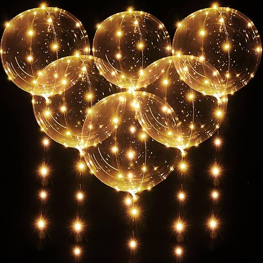 Amazon.com: Hiboom 6 Pack Christmas LED Bobo Balloons with Warm White ...