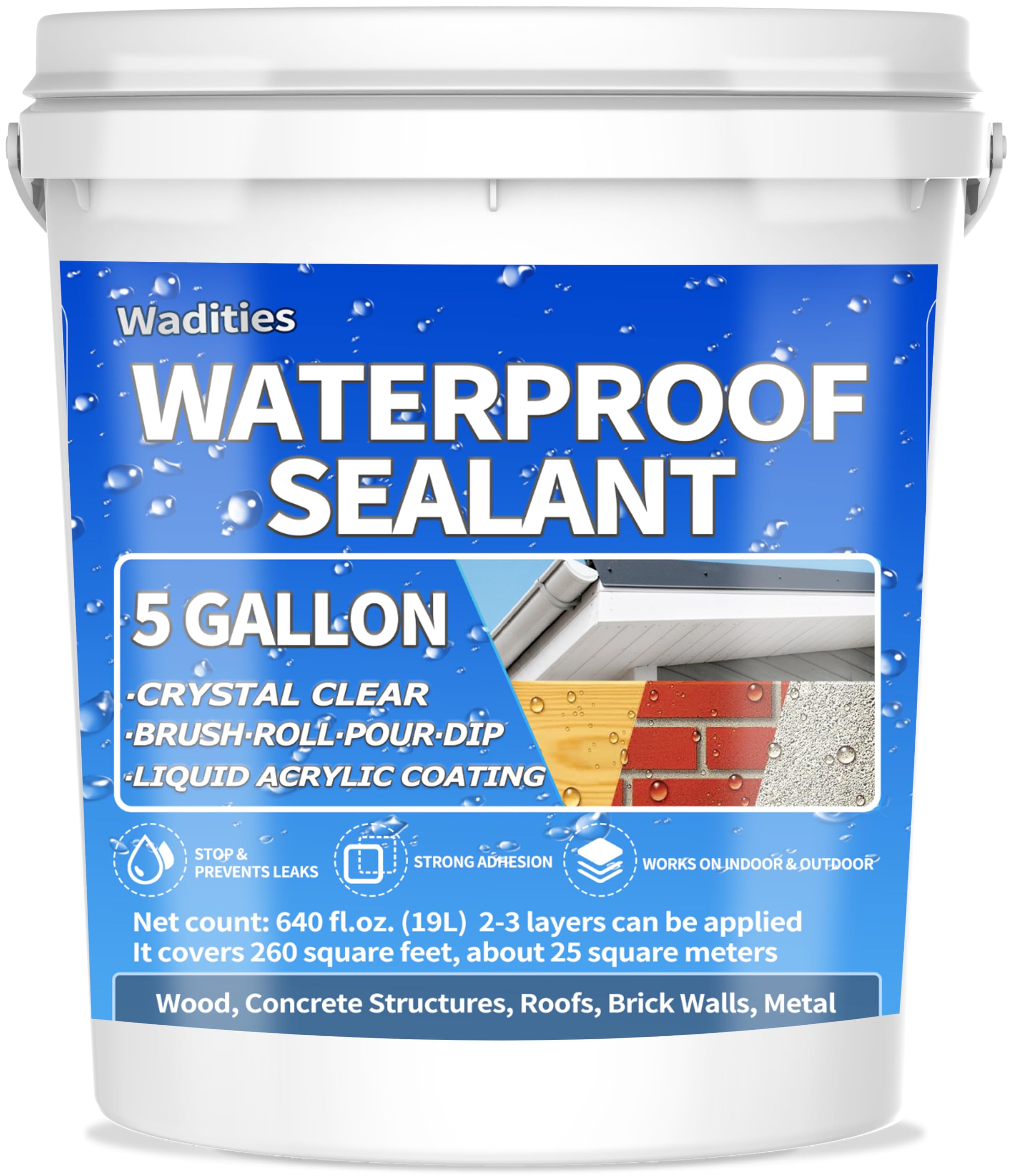 Liquid Waterproof Sealant Clear - 5 Gallon, Wadities Wall Bathroom Roof ...